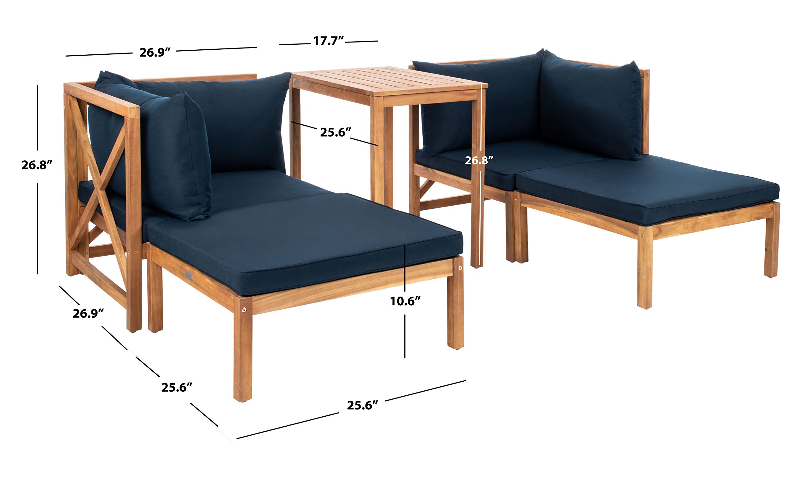 SAFAVIEH PAT6762A Outdoor Collection Ronson 5-Piece Dining Set