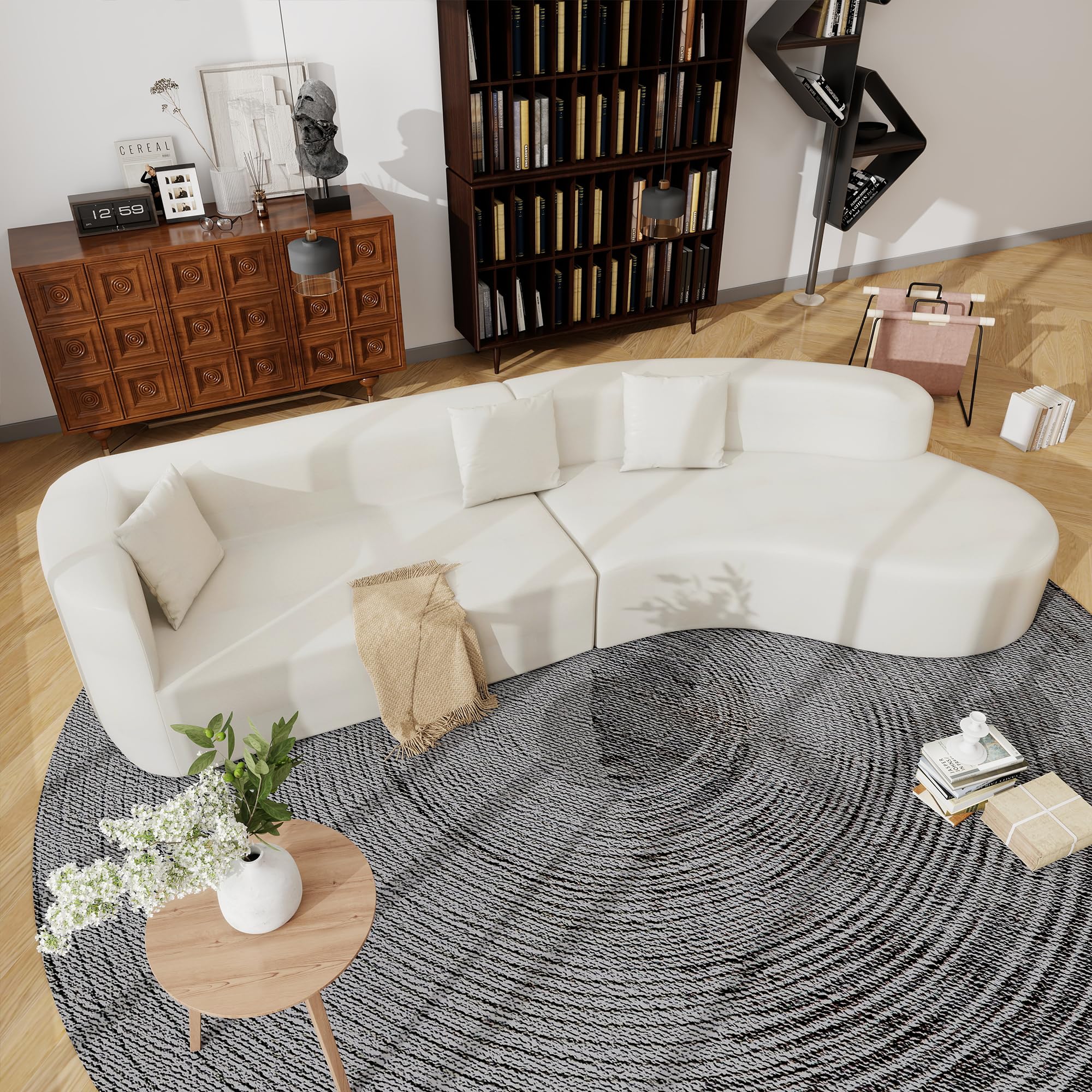 LUSPAZ 125.8" Oversize Large Modular Sectional Sofa with 3 Pillows, Modern 2 Piece Couch for Living Room,Beige