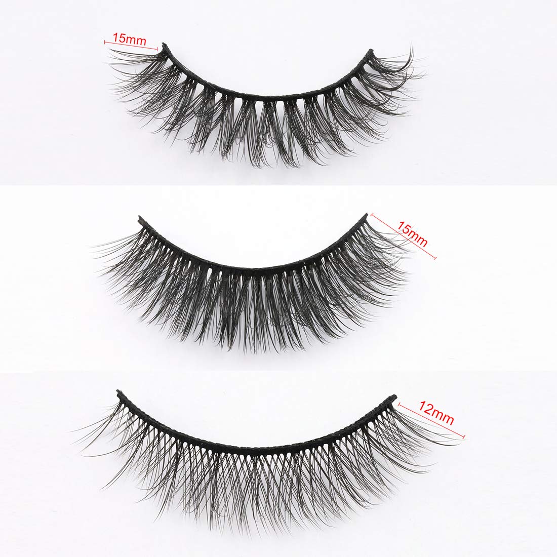 EMEDA 3D Natural False Lashes with Glue 5 Pairs Fluffy False Cat Eye Lashes Multipack Thick and Long False Eyelashes With Glue Strip Fake Lashes With Applicator False Lashes Kit