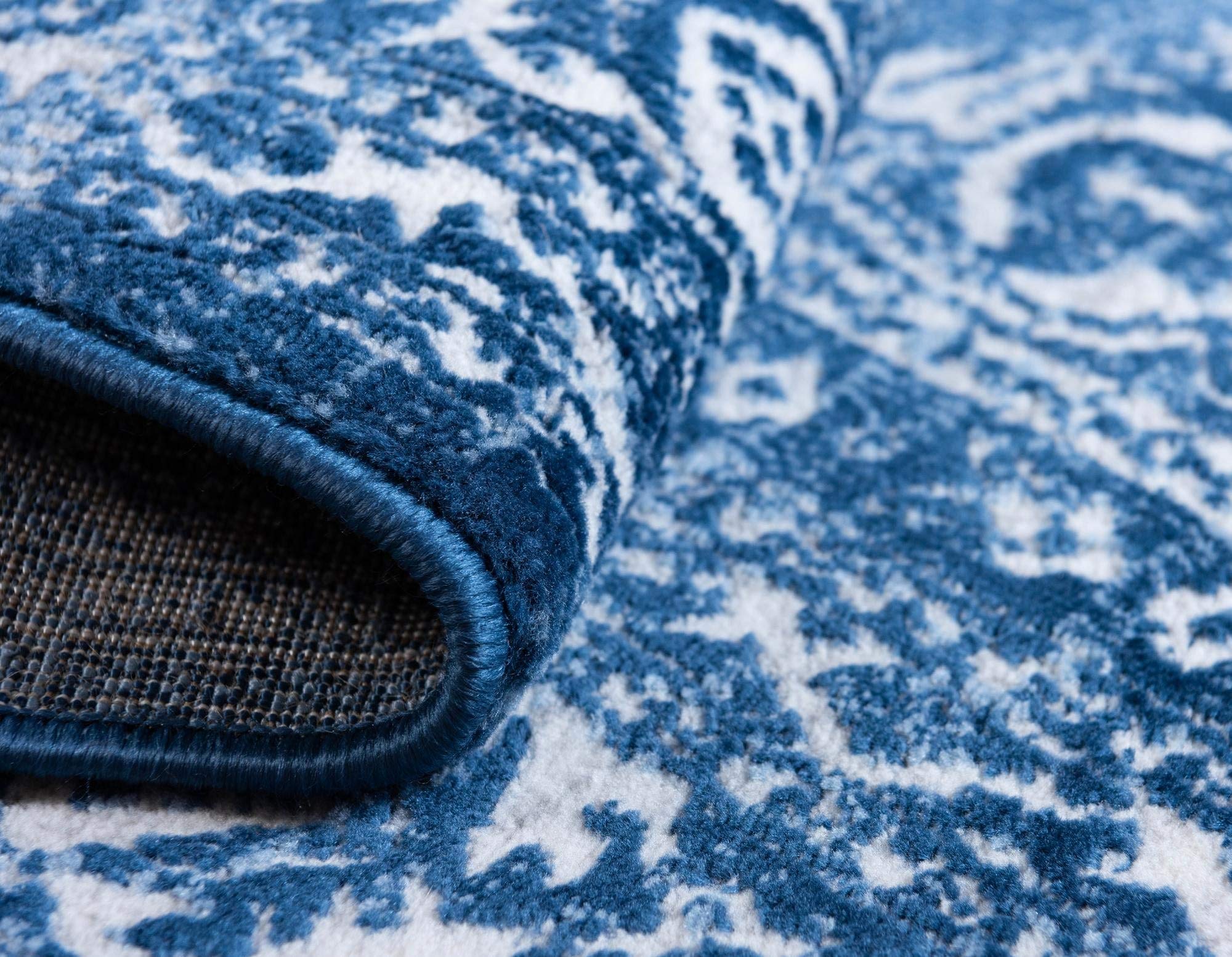 Rugs.com Boston Collection Rug β 2' x 3' Blue Low-Pile Rug Perfect for Living Rooms, Large Dining Rooms, Open Floorplans