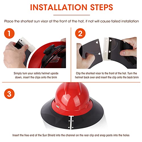 Glosaie Premium Hard Hat Visor Fits Standard V-Gard Full Brim Attachment for Men or Women Working Outside