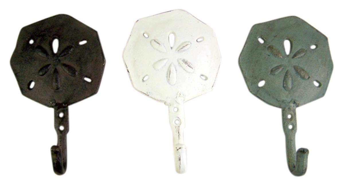Sand Dollar Cast Iron Wall Hook 6 1/2 Inch (Set of 3)