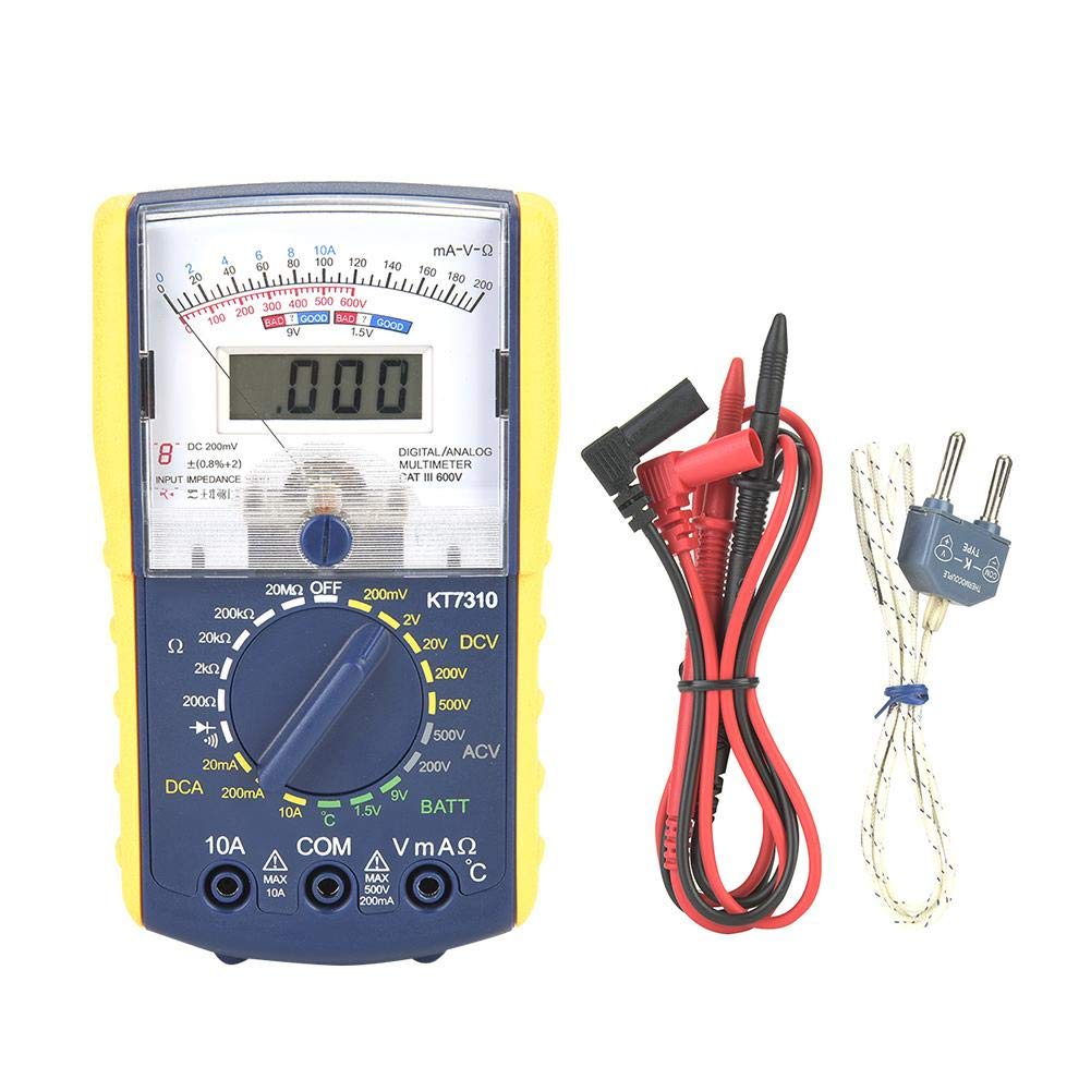 Dual-Display Analog Multimeter KT7310 High Sensitivity&Precision Handheld Double Display Analog Digital Multimeter Voltage Current Resistance Strong Rubber Shell