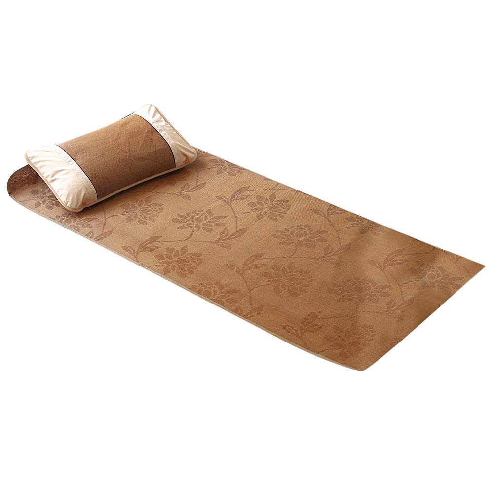 Rattan Cooling Summer Sleeping Pad Home Textile Sleeping Mat Grid Fitted Sheet Summer Cool Bed Cover & Pillow Shams Set(90 * 195cm)