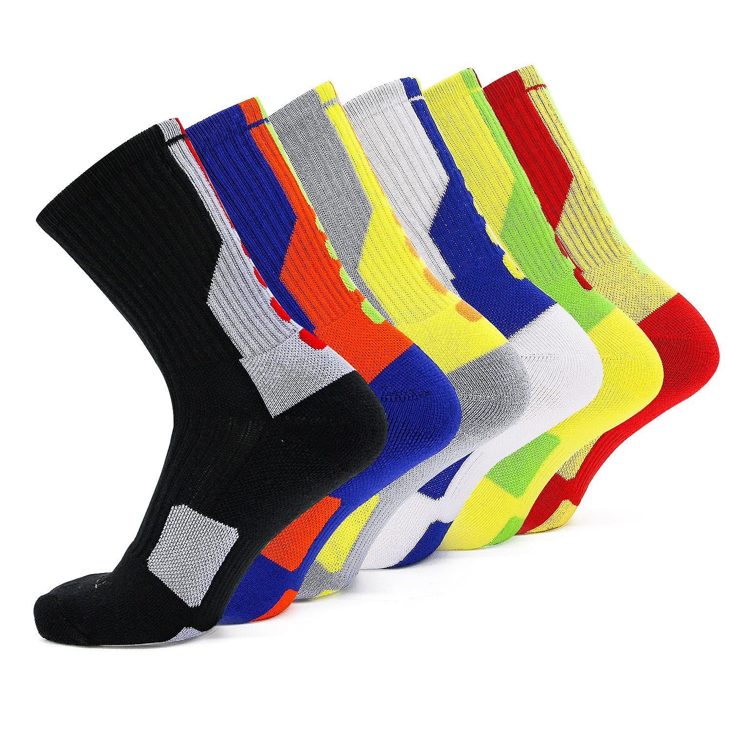 DILIBA Elite Basketball Socks Cushion Athletic Crew Socks for Men's Women's Youth Boys Gray