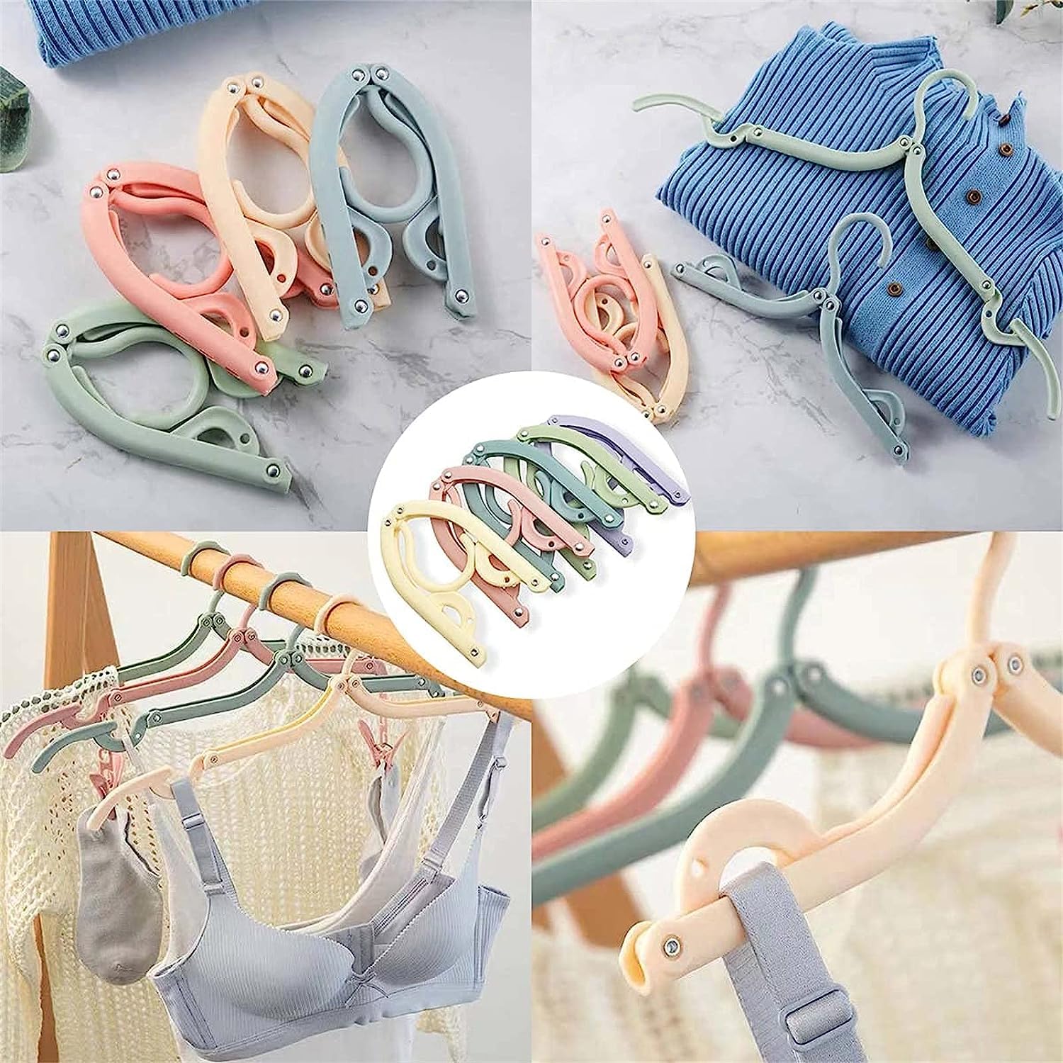 RZJZGZ 12Pcs Travel Hangers Folding Hangers Portable Clothes Hangers Foldable, Non-Slip, Lightweight for Home and Travel