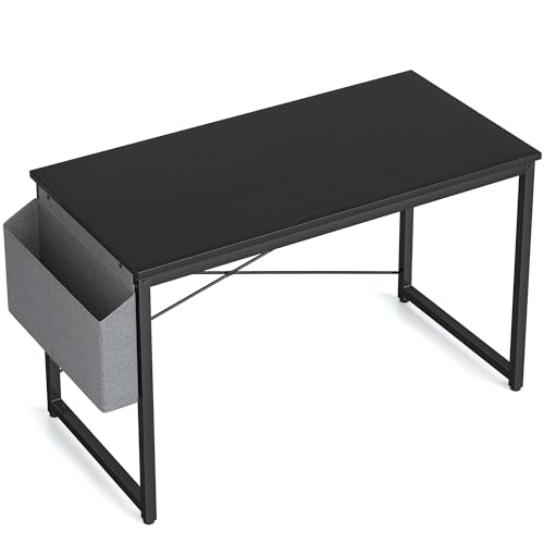 Cubiker Computer Desk 47 inch Home Office Writing Study Desk, Modern Simple Style Laptop Table with Storage Bag, Brown