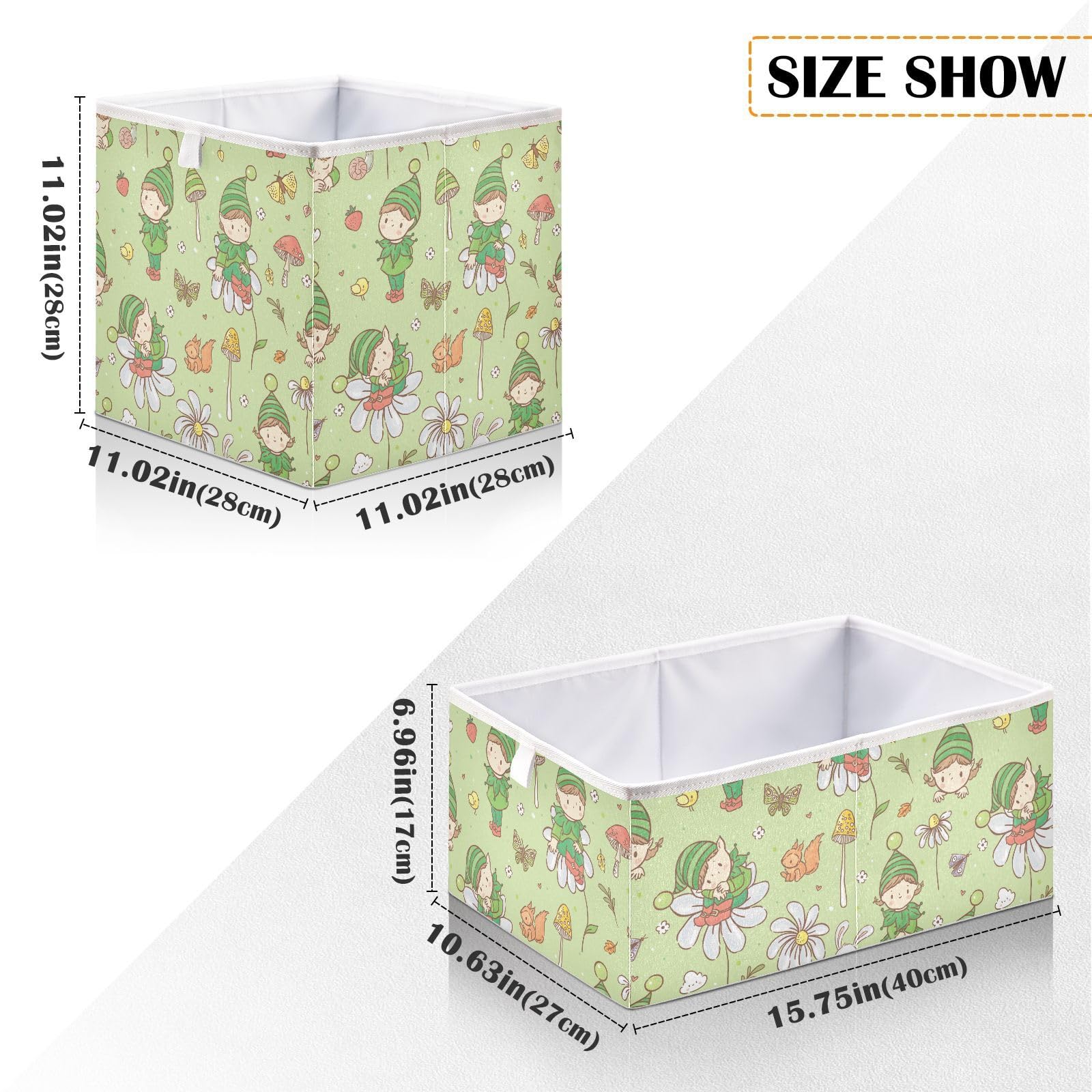 Emelivor Elf Rectangle Storage Bins Fabric Storage Cube Foldable Organizer Bins Storage Baskets for Shelves Storage Box for Home Closet Bedroom Drawers Home Decor,16 x 11inch