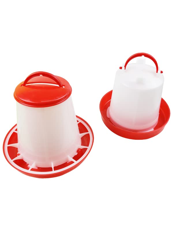 GMKWAN Chick Feeder and Waterer Set, 3.3lb Chick Feeder & 1L Chick Waterer, Lightweight and Hangable Chick Feeder for Backyard Chicken Keepers