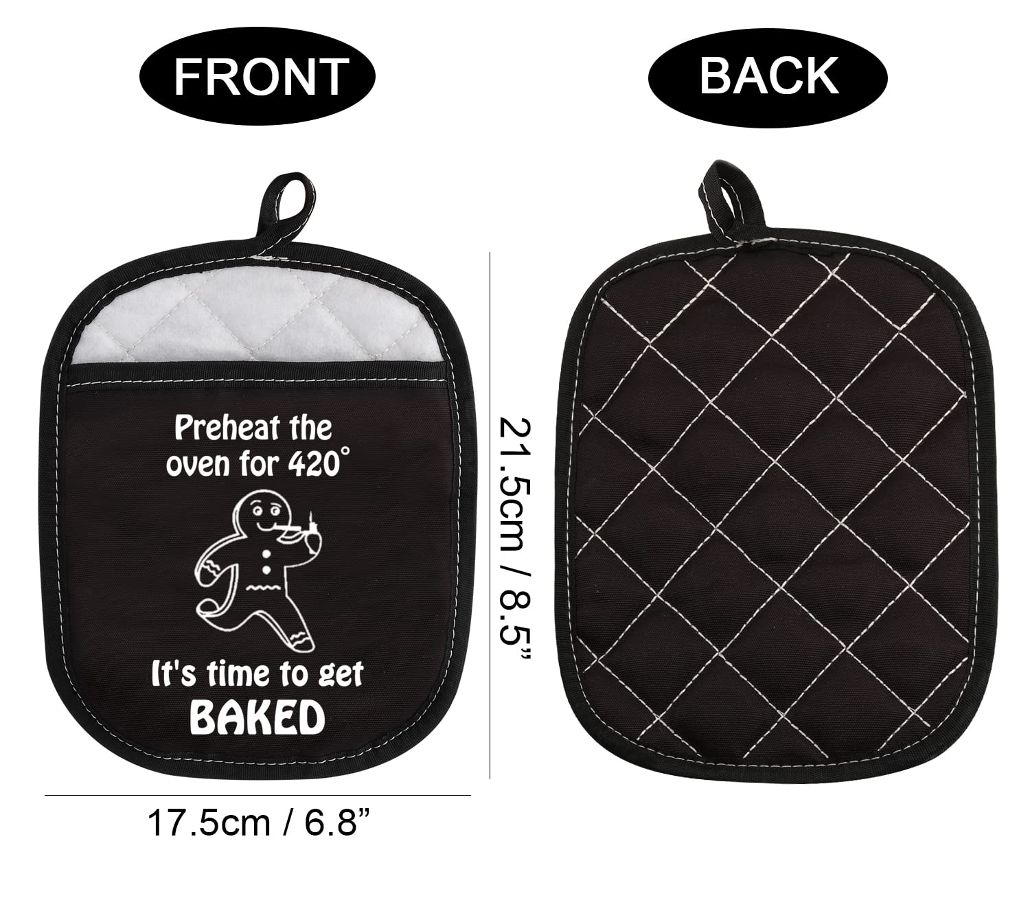 Funny Marijuana 420 Novelty Kitchen Accessories Preheat The Oven for 420 It’s Time to Get Baked Oven Pot Holder with Pocket (Preheat 420)