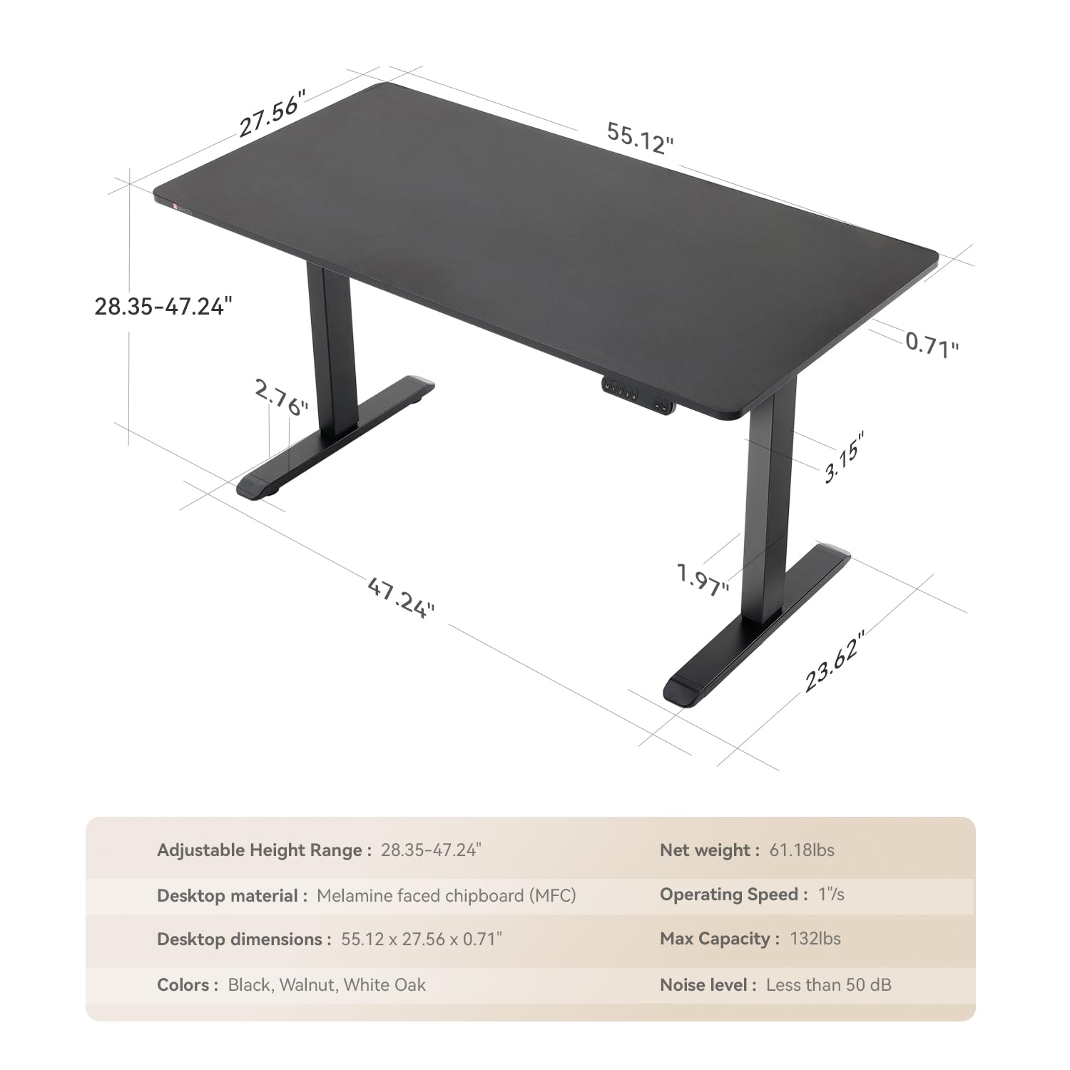 SIHOO 55"×28" One-Piece Electric Standing Desk, Sit-Stand Desk with 4 Memory Height Settings, Ergonomic Adjustable Height Desk Computer Workstation for Home & Office (White Oak)