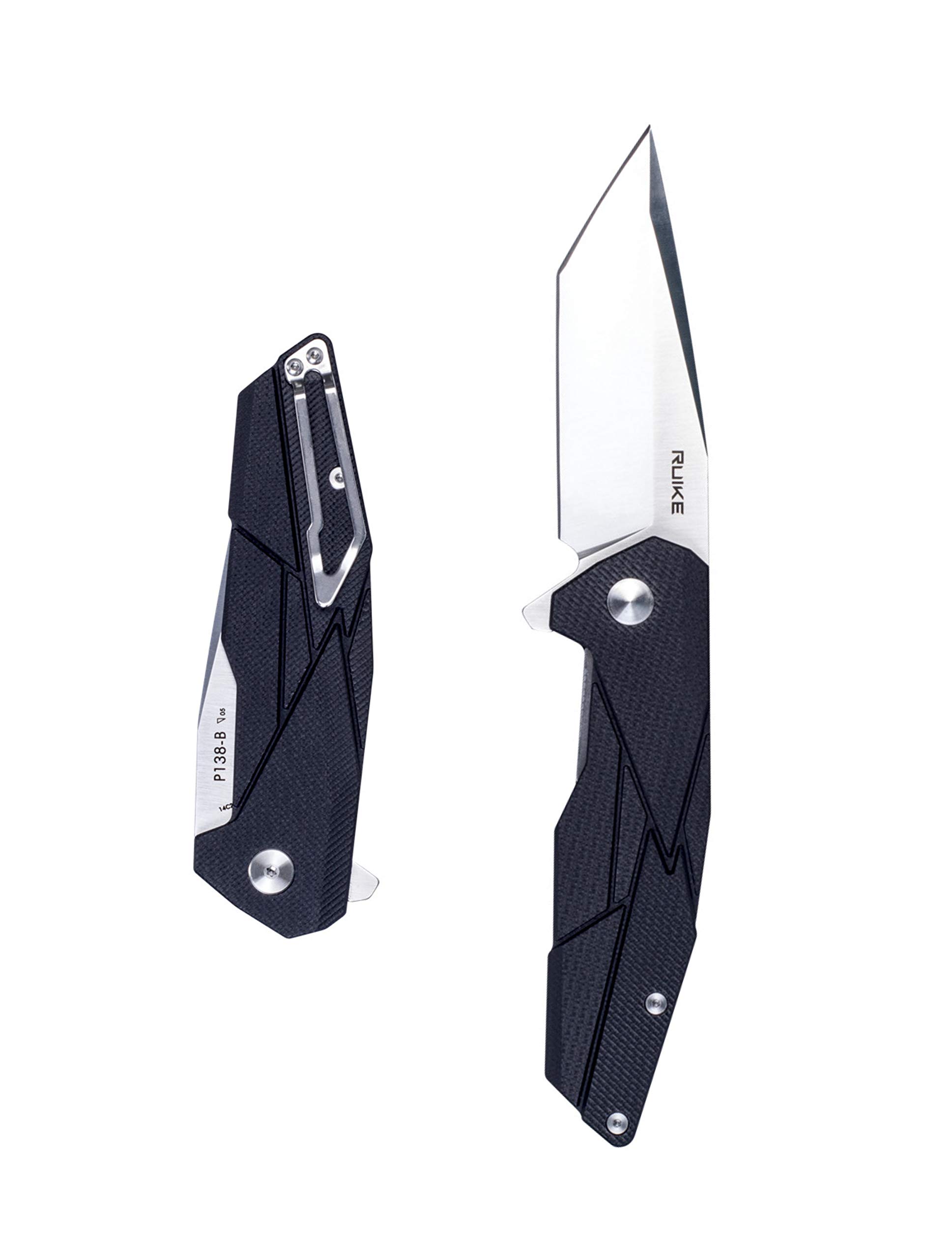 Ruike P138B Tactical Pocket Folding Knife 14C28N Stainless Steel Liner Lock Safety G10 Tactical Knife with Pocket Clip Lanyard EDC Outdoor Tool Thrust Rolling Bear