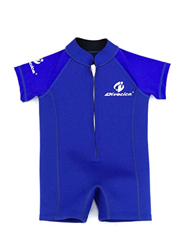 DIVECICA Baby Neoprene Rubber 2mm Bright Blue Diving Wet Clothes boy and Girl All Applicable (M(9-12month))