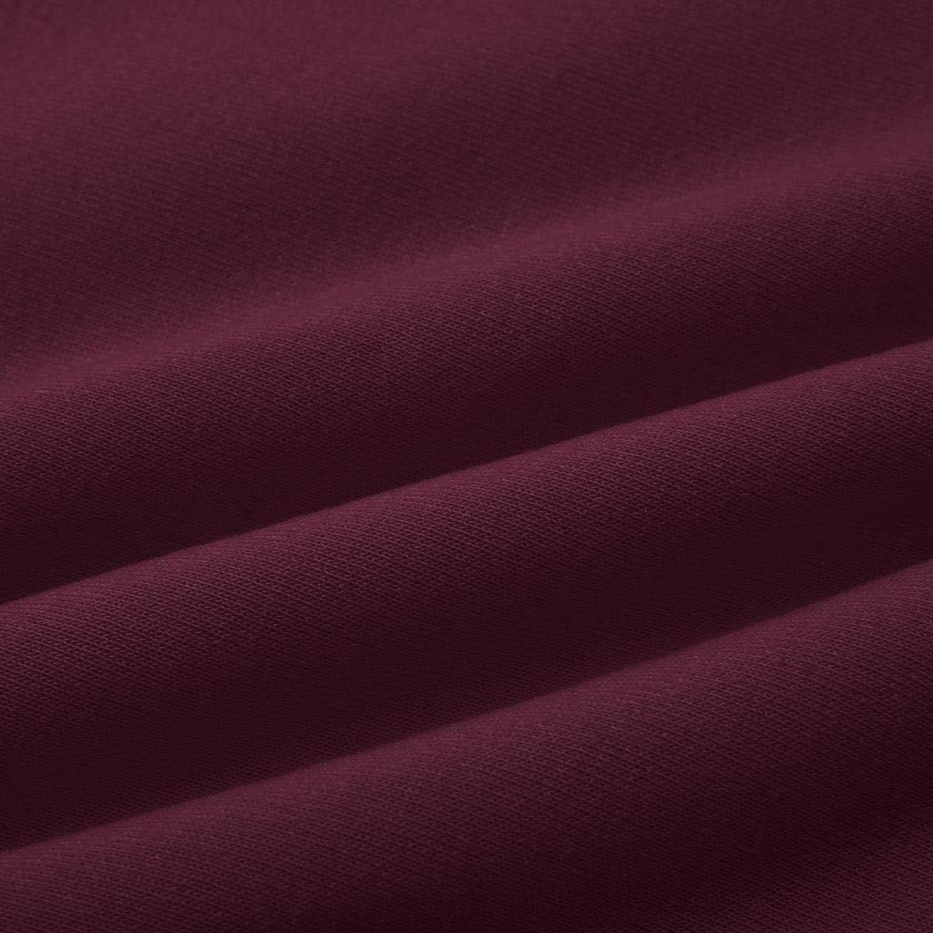 Women Casual Hoodies Hooded Sweatshirts Long Sleeve Hooded Pullover with Front Pocket Solid Pullover Hoodies Wine