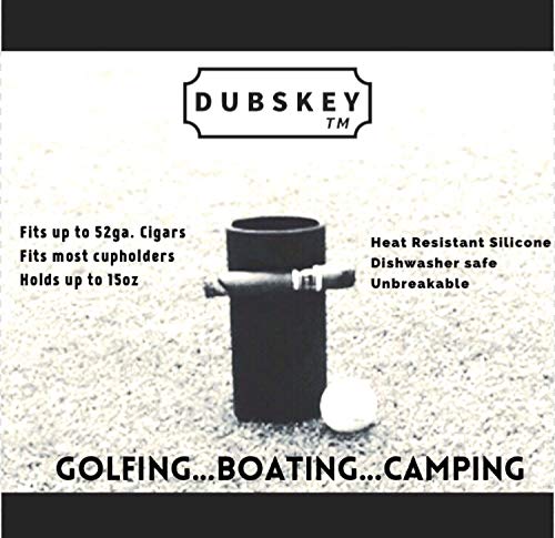 Dubskey CIGAR HOLDER CUP β Silicone Drinking Glass, Built-in Blunt Rest For Outdoors, GOLF, BOATING, CAMPING & TRAVEL, Bourbon, Whiskey, Scotch, Mixers & Cocktails (15 oz) - With Guillotine Cutter