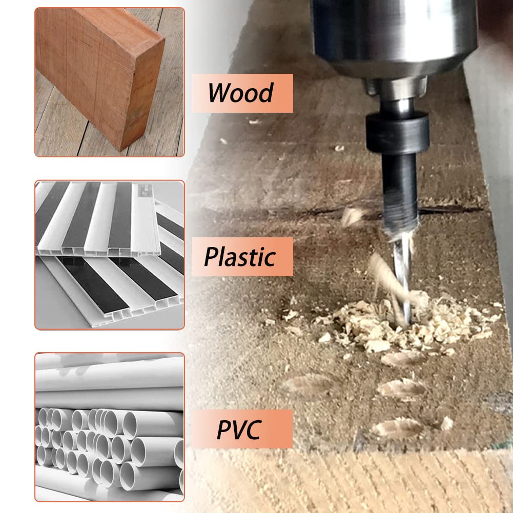 Saipe 5pcs Wood Tapered Countersink Drill Bit Set Hex Shank Screw Drill Counter Sink Bit 7/64", 9/64",11/64", 3/16", 7/32" Adjustable Drilling Tool Kit on Pilot Counter Sinker Hole for Woodworking