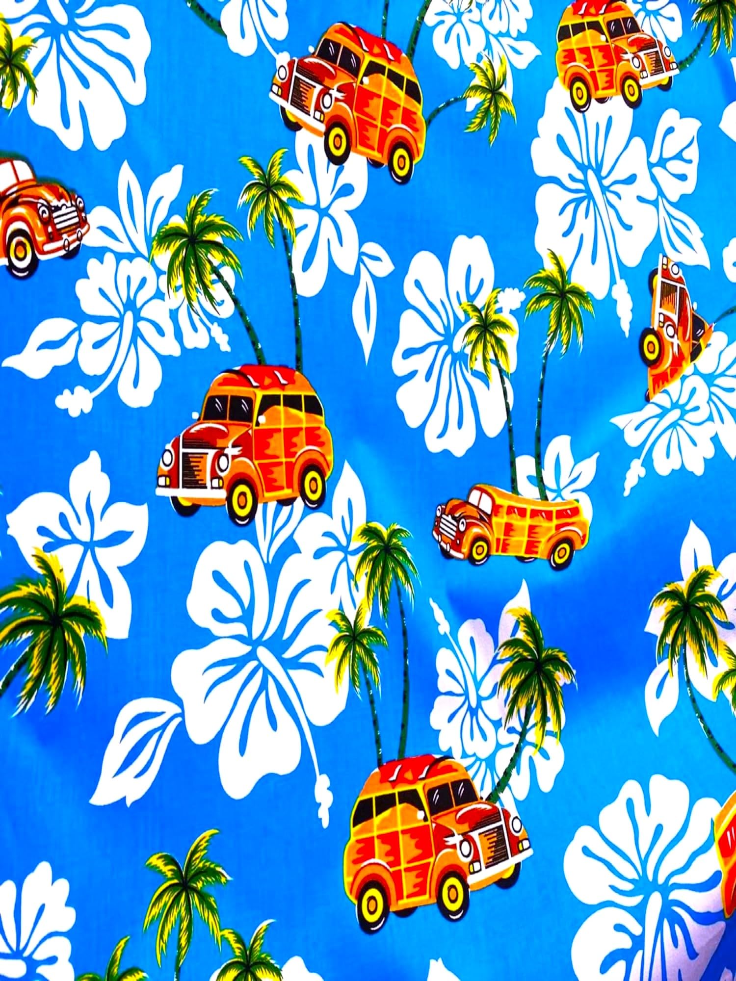 Sal Tex Fabrics, Hawaiian Flowers Print Poly Cotton Fabric, Sells by The Yard, All Have Different Background Color (Turquoise)