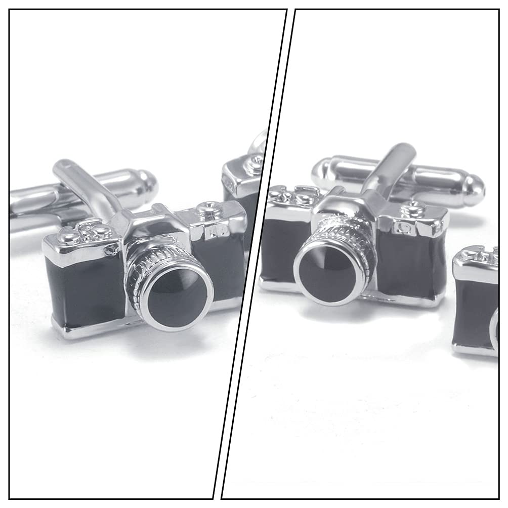 generic 1 Pair Camera Cufflinks Men Photographer Personality Cuff Studs Buttons with Gift Box Father Dad for Wedding Business Special Occasions, as shown, 1.9x1.1cm, PQS093214F1