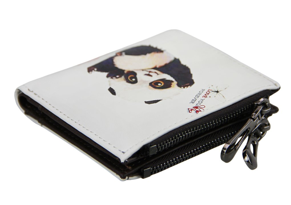 Women Girl Cute PU Leather Fold Mini Wallet Purse Card Case Holder (Panda)
