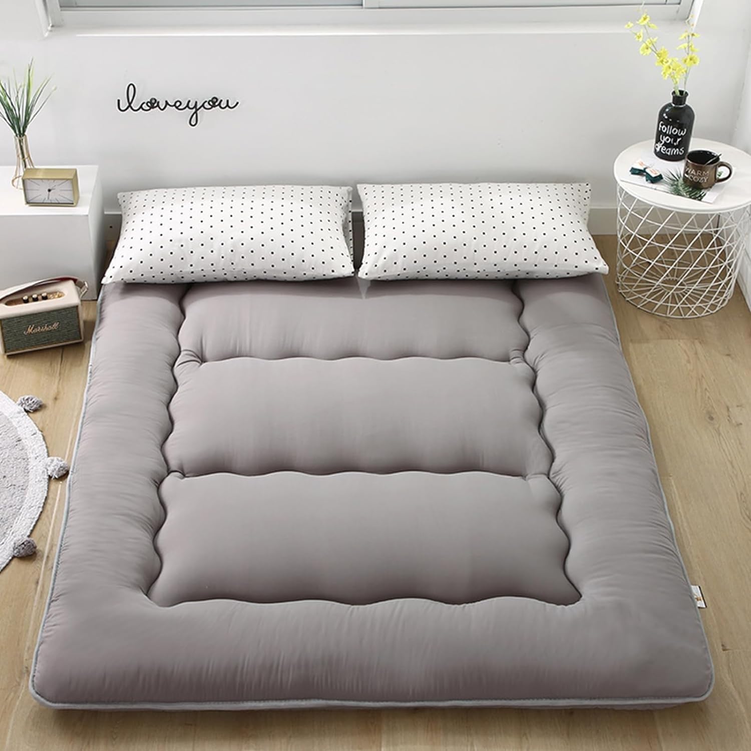Leoshi Japanese Floor Futon Mattress Foldable Tatami Sleeping Mat Portable Camping Mattress for Girls Dormitory Mattress(Color:100x200cm)