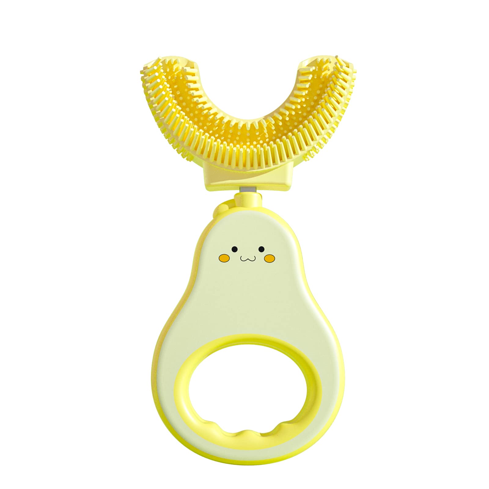 RAXIFU 2 Pack Toddler Toothbrush for Age 2-6 Years,Kids Toothbrush for 1-7 Years Children, U-Shape Extra Soft Toothbrush for Children (Pear Green-Yellow)