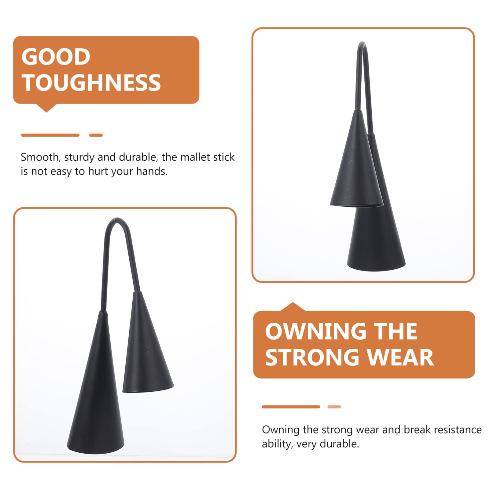 Generic 1 Set Agogo Bell Two Tone Metal Double Bell Cowbell Traditional Latin Percussion Musical Instrument with Mallet for Classroom Birthday Black S