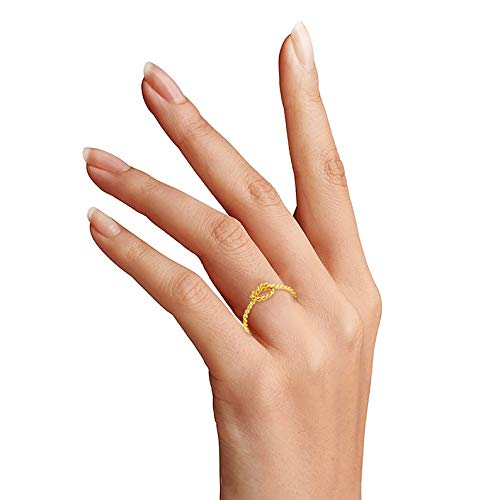 Generic 10k Real Solid Gold Knot Ring, MI107 10k, Braided Band with Polished Finish Stacking MIDI for Women (10)