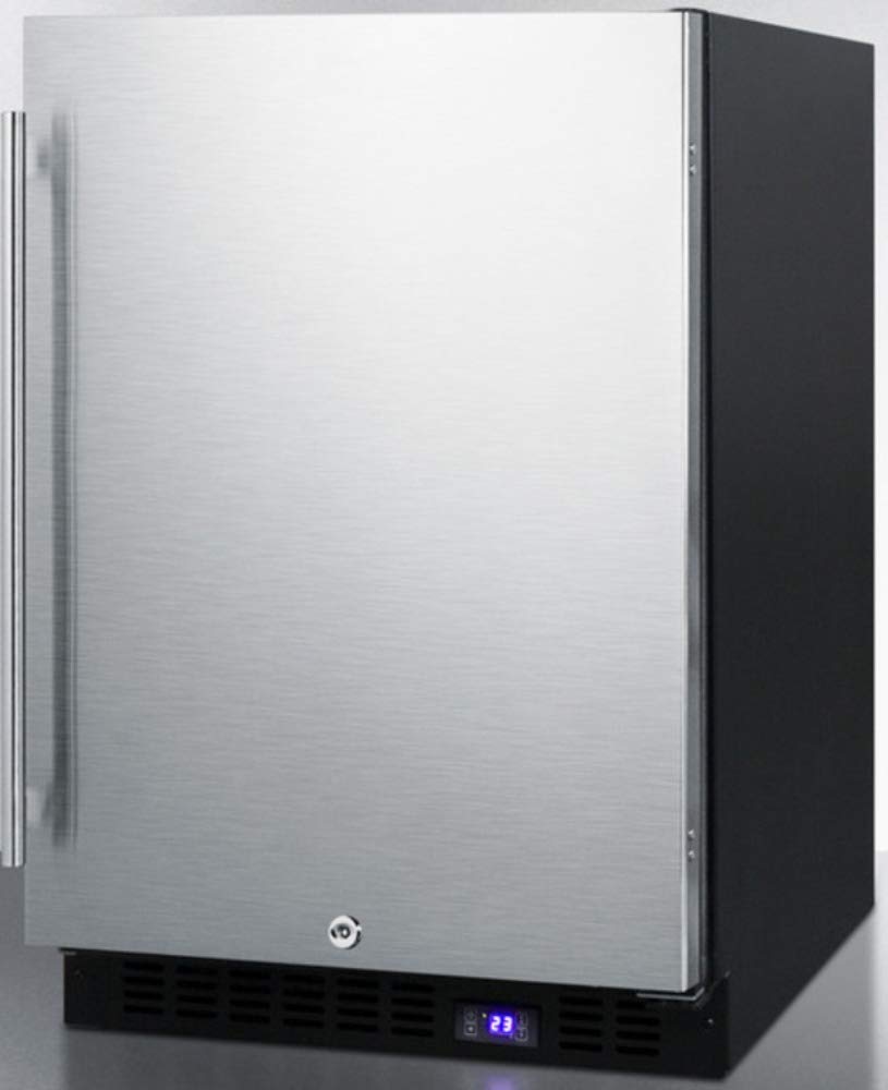 SCFF53BSSIM Frost- free Undercounter Freezer With Icemaker Digital Thermostat Stainless Steel Door Lock and Black Cabinet.