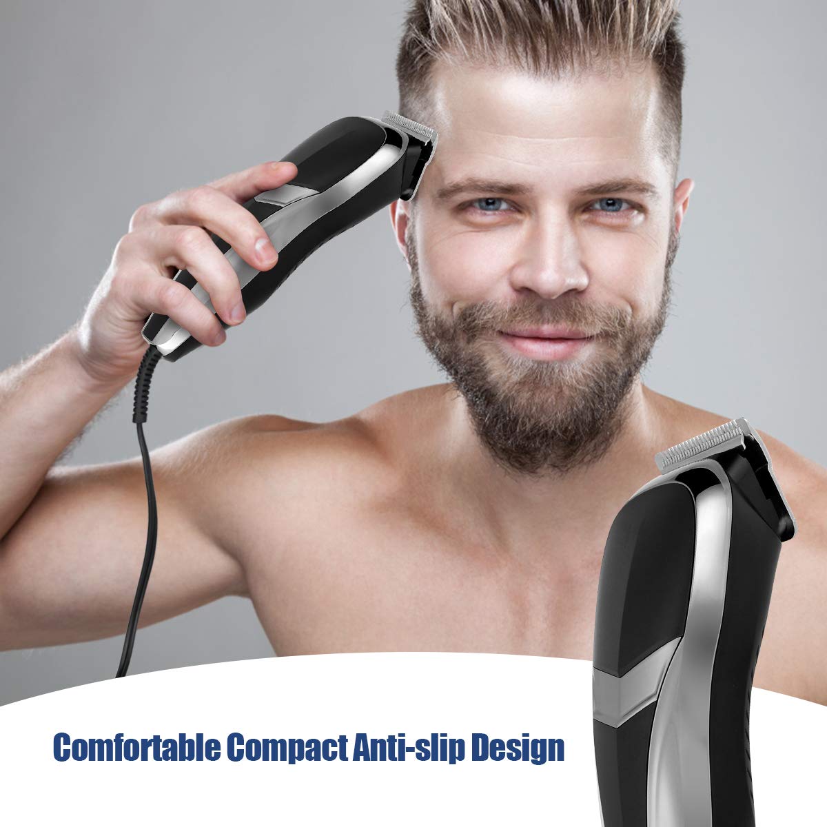 COSYONALL Hair Clippers for Men Pro Corded Hair Trimmer Cutting Kit with 8 Clipper Guide Combs Hard Storage Case for Hair Cutting (Black)