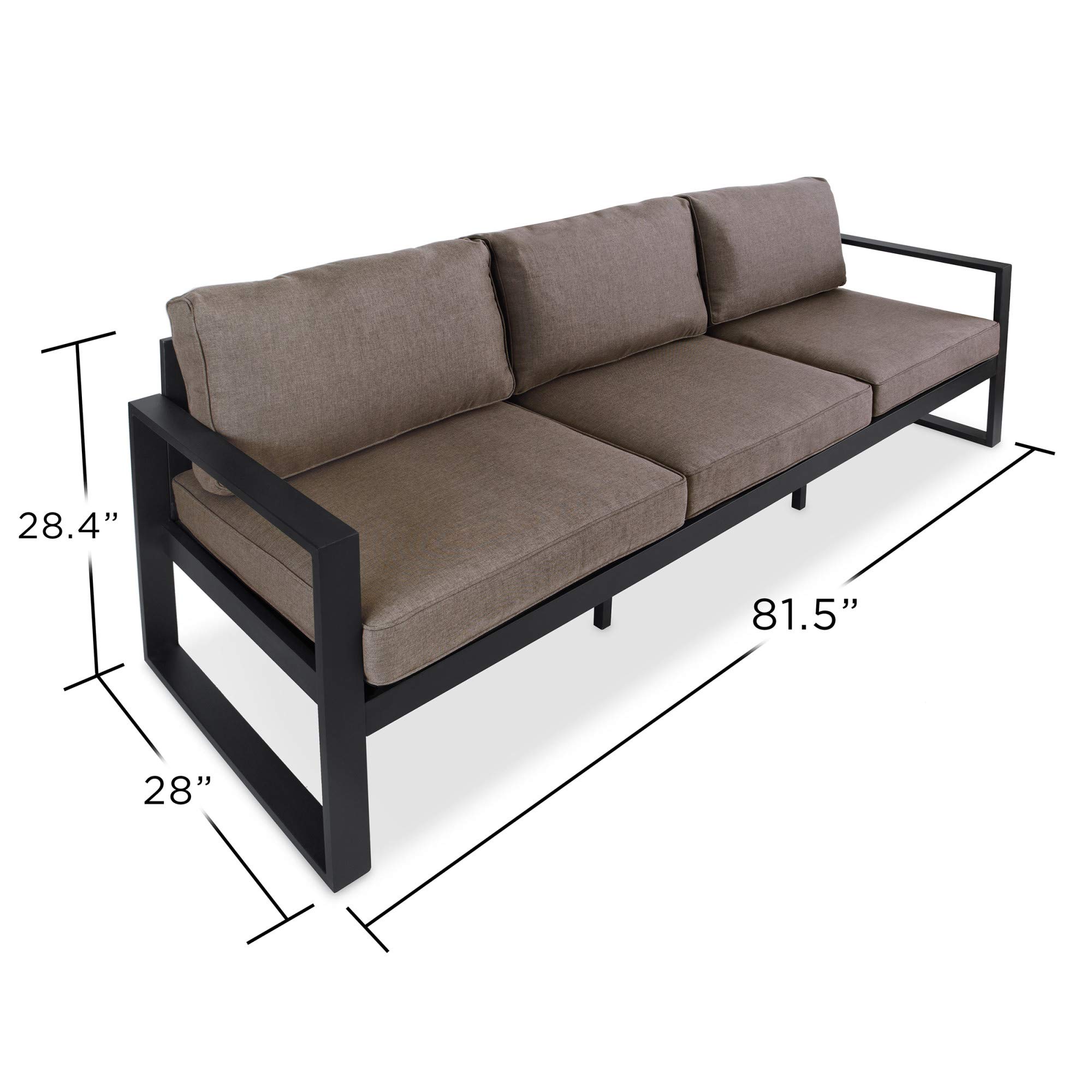 Real Flame Baltic Outdoor Sofa with Cushions - Powdered Aluminum Frame, Detachable Cushions, Grey