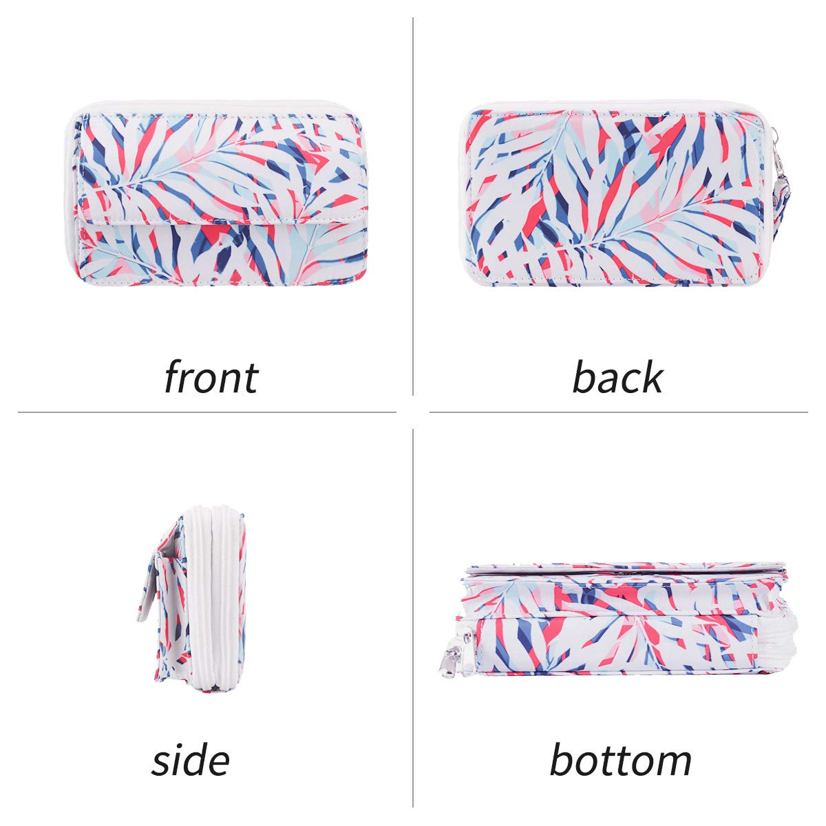 Women’s Double Zipper Clutch Wallet Cute Card Holder Ladies Purse with Wristlets and ID Window (Colored Leaves)
