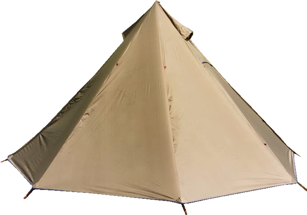 Genma0 Ultralight 2 Person Tipi Hot Tent with Fire Retardant Stove Jack for Flue Pipes with 2 Doors Brown Green (Brown-Green)