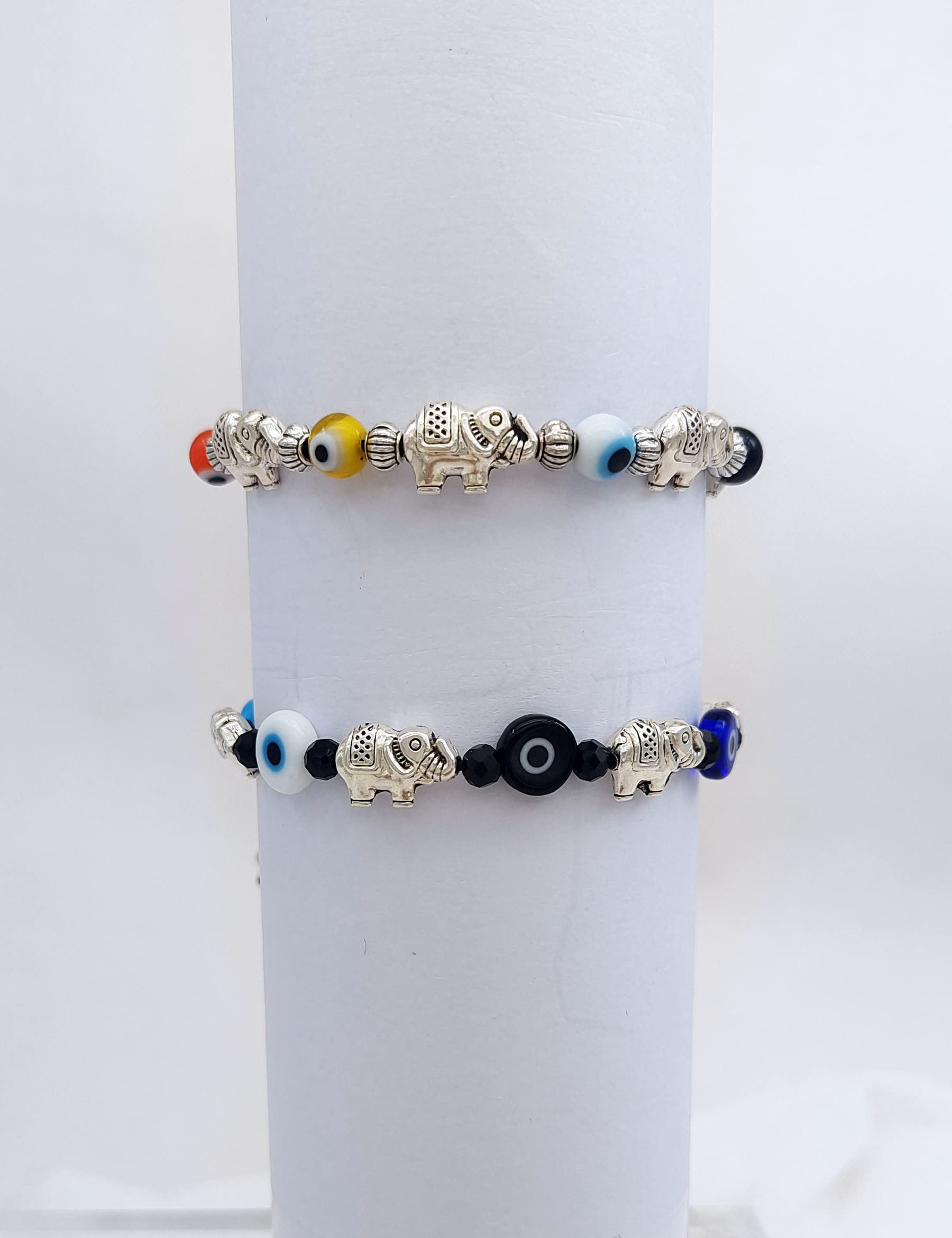 Elephant Bracelet For Women - Color Beaded Evil Eye Bracelet For Girl- Good Luck Adjustable String Beads Bracelet