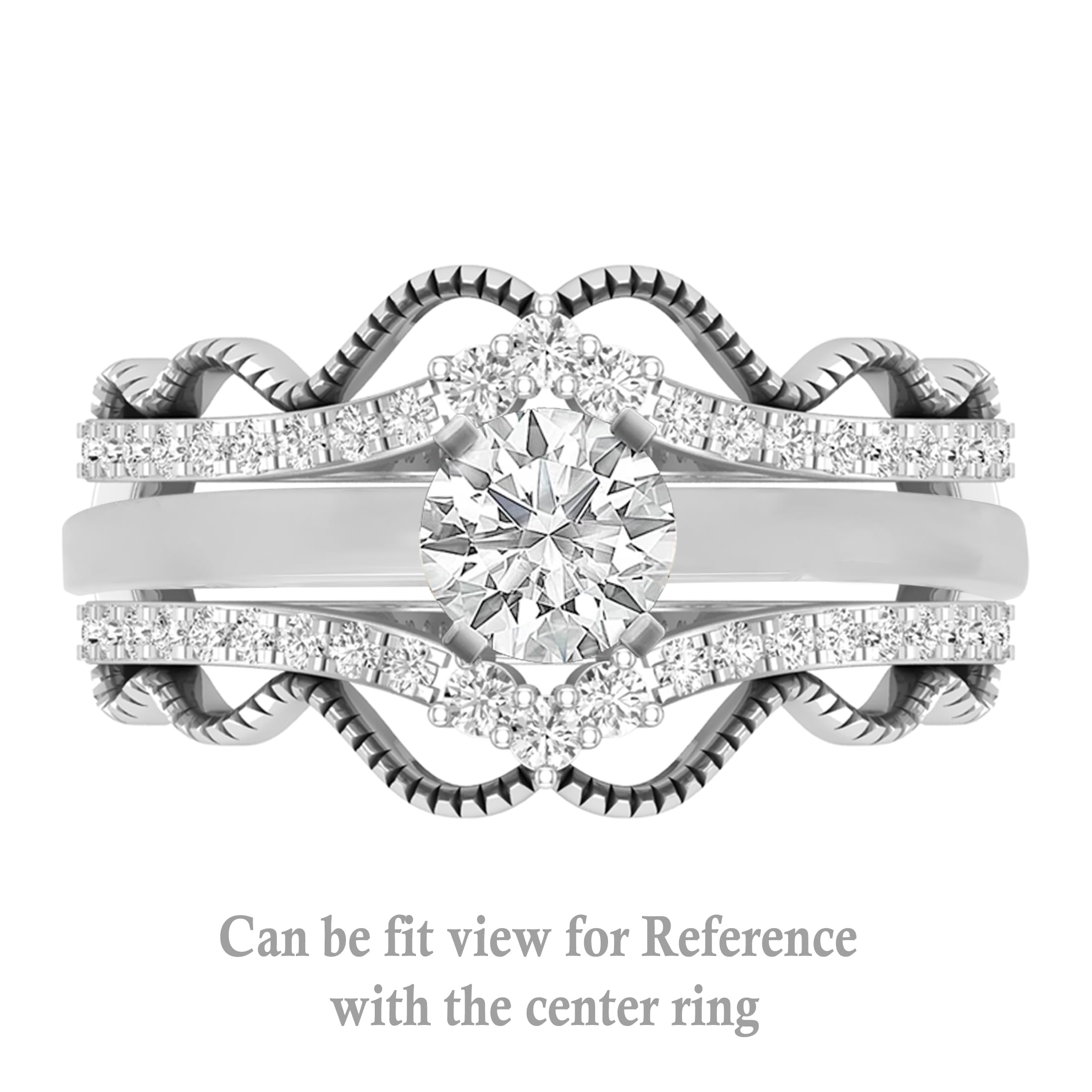 Dazzlingrock Collection 0.33 Carat (ctw) Round White Diamond Double Chevron Enhancer Guard Wedding Ring for Women in 925 Sterling Silver Size 7.5