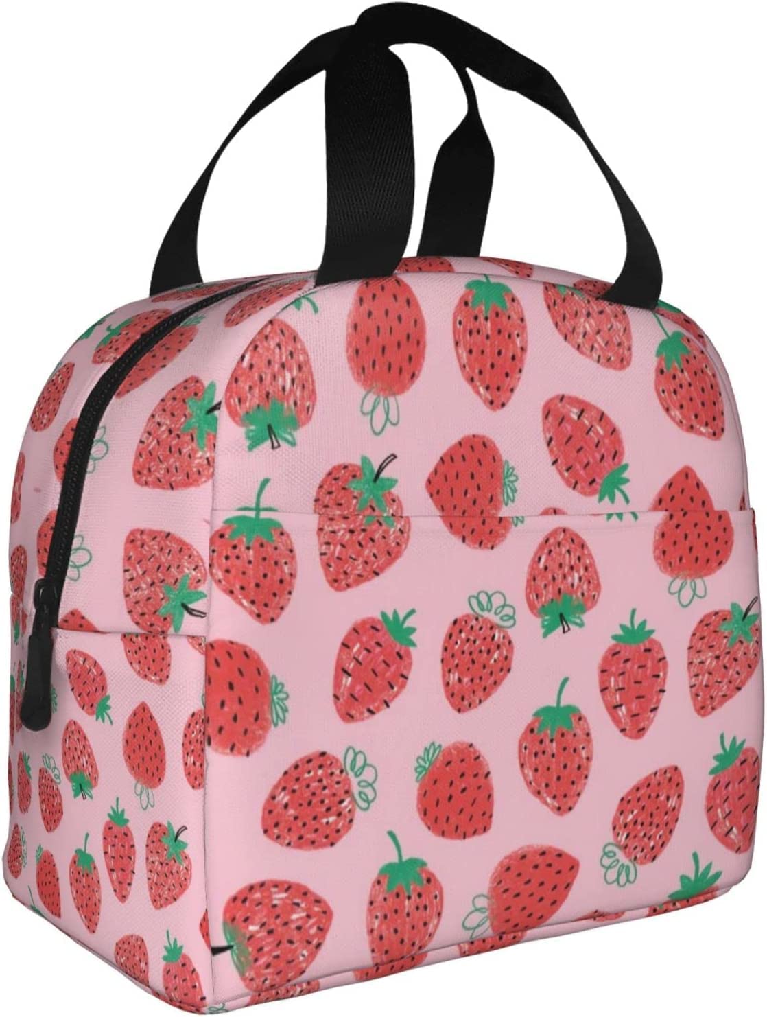 Giwawa Cute Strawberry Lunch Bag Insulated Lunch Box Kids Reusable Refrigerated Insulated Tote Bag Multifunctional School Work Lunch Container Home School Office Outdoor Use Bag