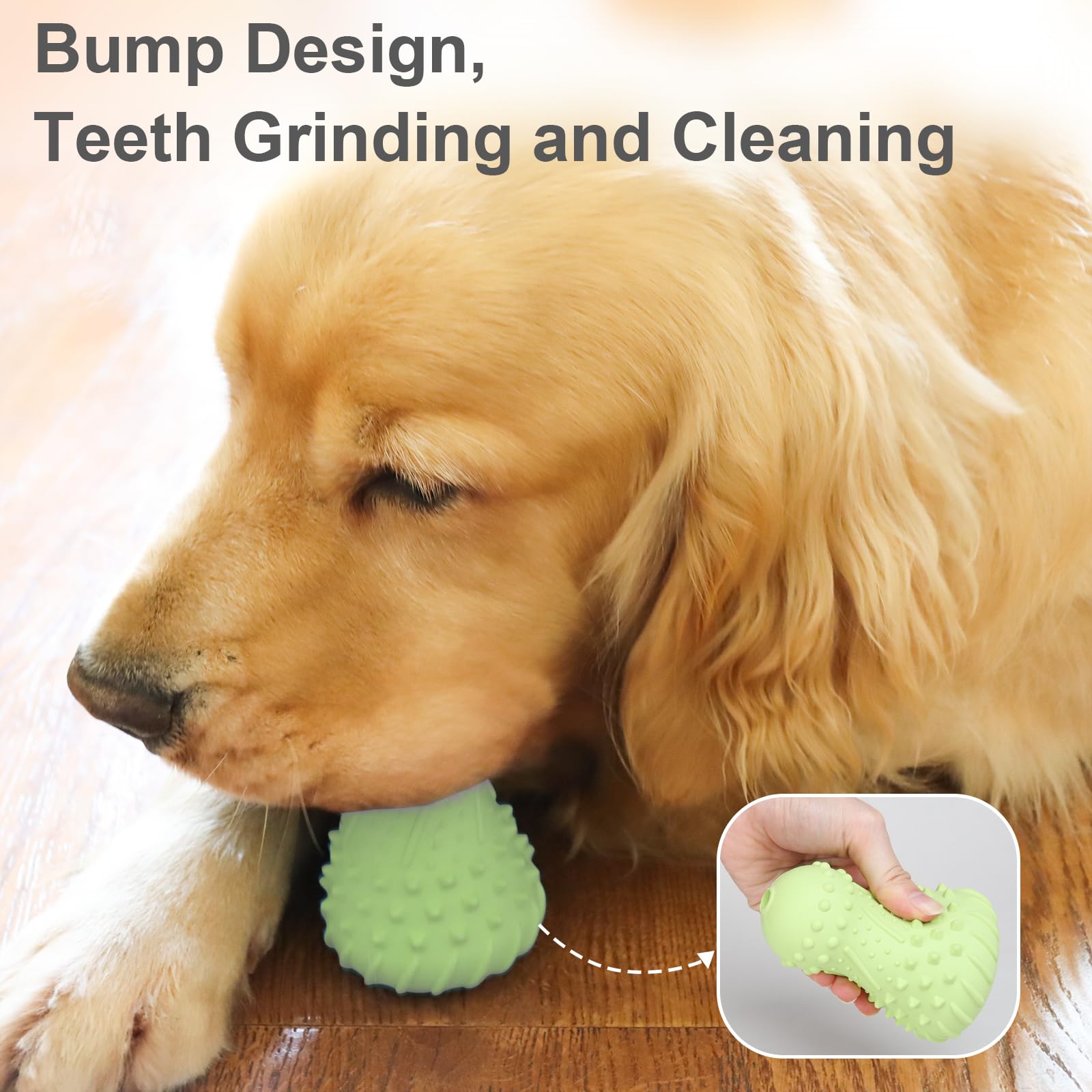 Nopisen Chew Toys -Cone Shape Dog Toys for Aggressive Chewers,Durable Natural Rubber, Multifunctional Teeth Cleaning and Gum Massage(Green)