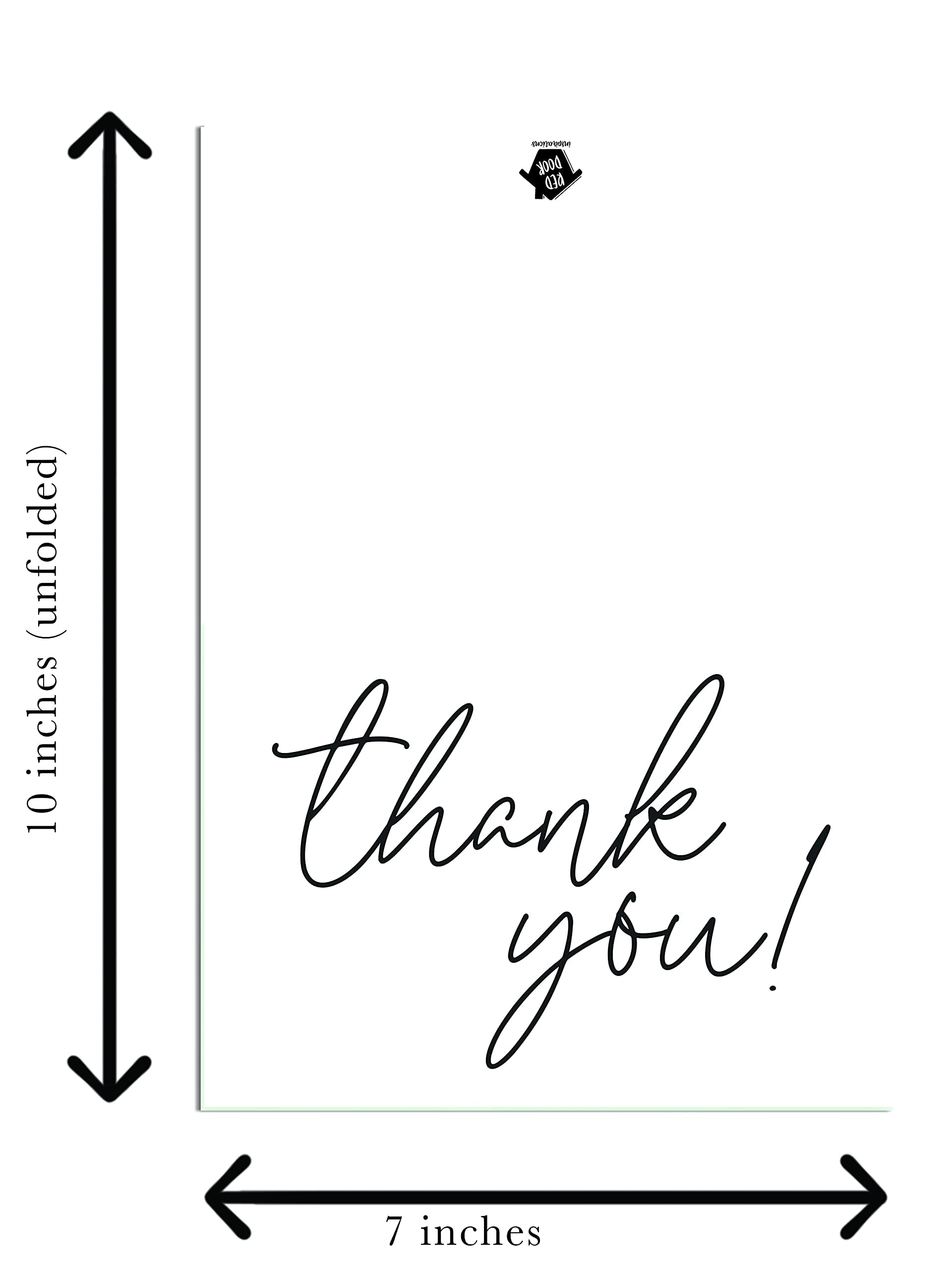 Red Door Inspirations 5x7 Thank you Note Cards with Envelopes (Black and White Thank You)