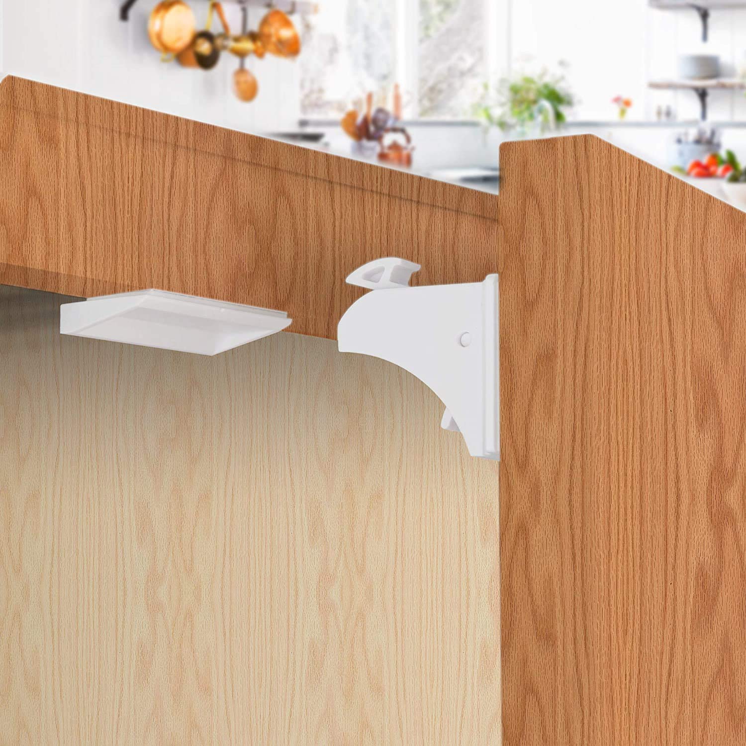 Enovoe Magnetic Locks - 24 Locks + 4 Keys - Magnetic Baby Safety Cabinet and Drawer Locks Child Proof Your Kitchen and are Easy to Install - No Drill, Tools or Screws Needed