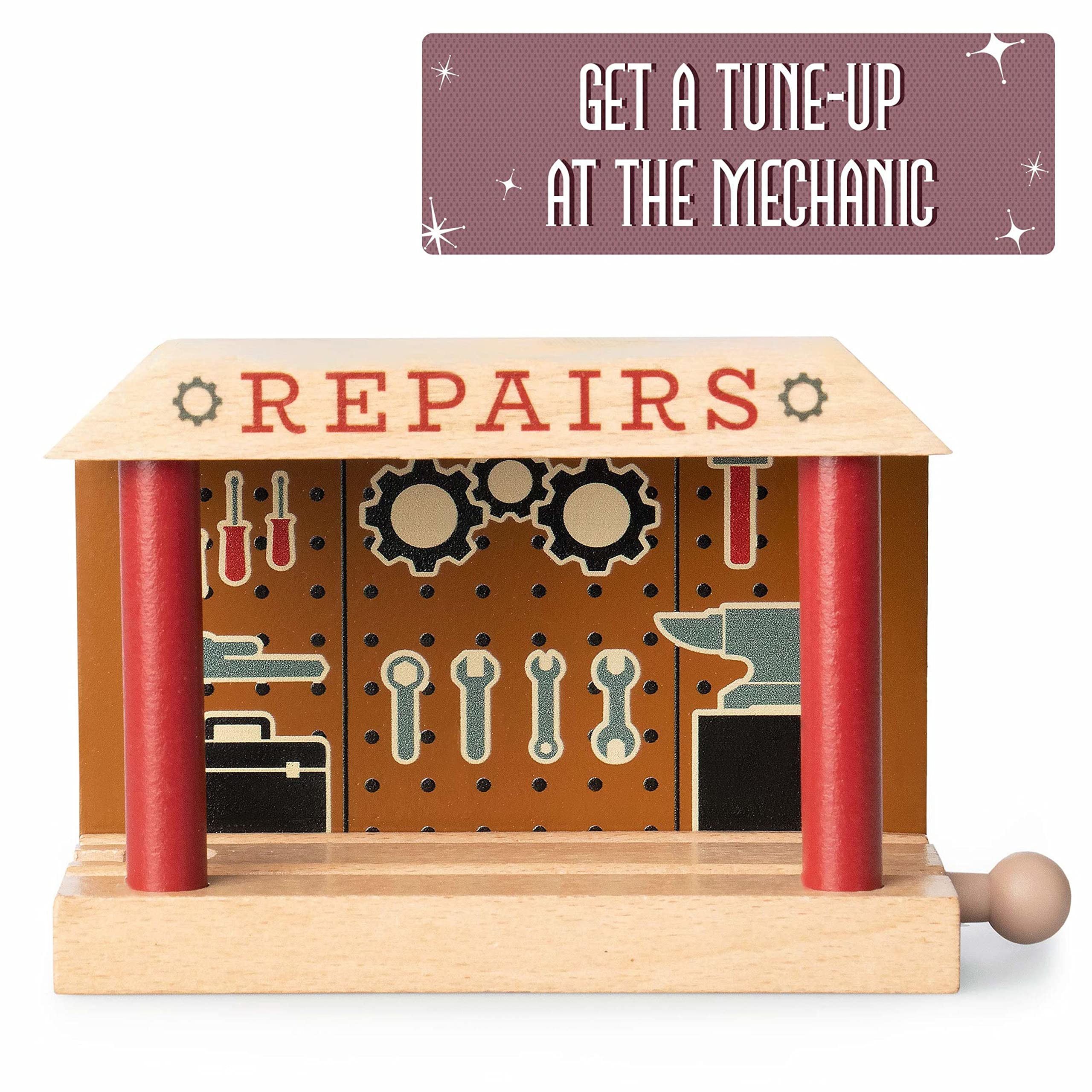 Wooden Train Track Mechanic & Station Service Building - Conductor Carl 2-in-1 Mechanic Service & Train Station for Customizing Wooden Train Track Sets