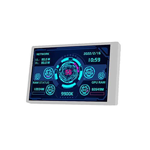 Lyzeous 1 Set Secondary Screen Computer Monitor for Mini ITX Case 3.5 Inch IPS CPU GPU RAM HDD Monitoring USB Display AIDA64 White