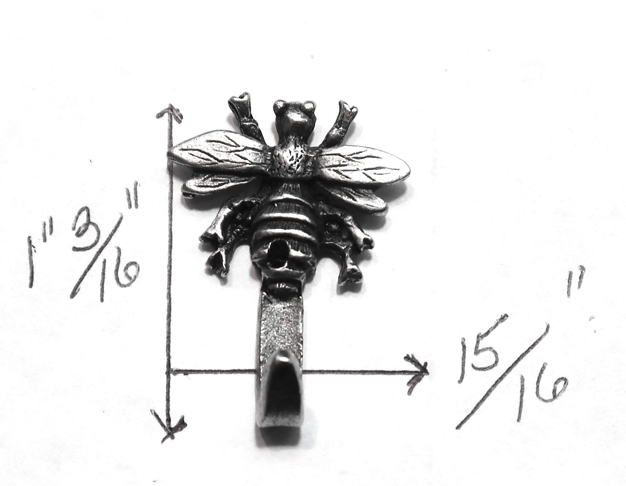 Norma Jean Designs Mini Metal Bumble Bee Hooks, Set of 3, Gold Finish