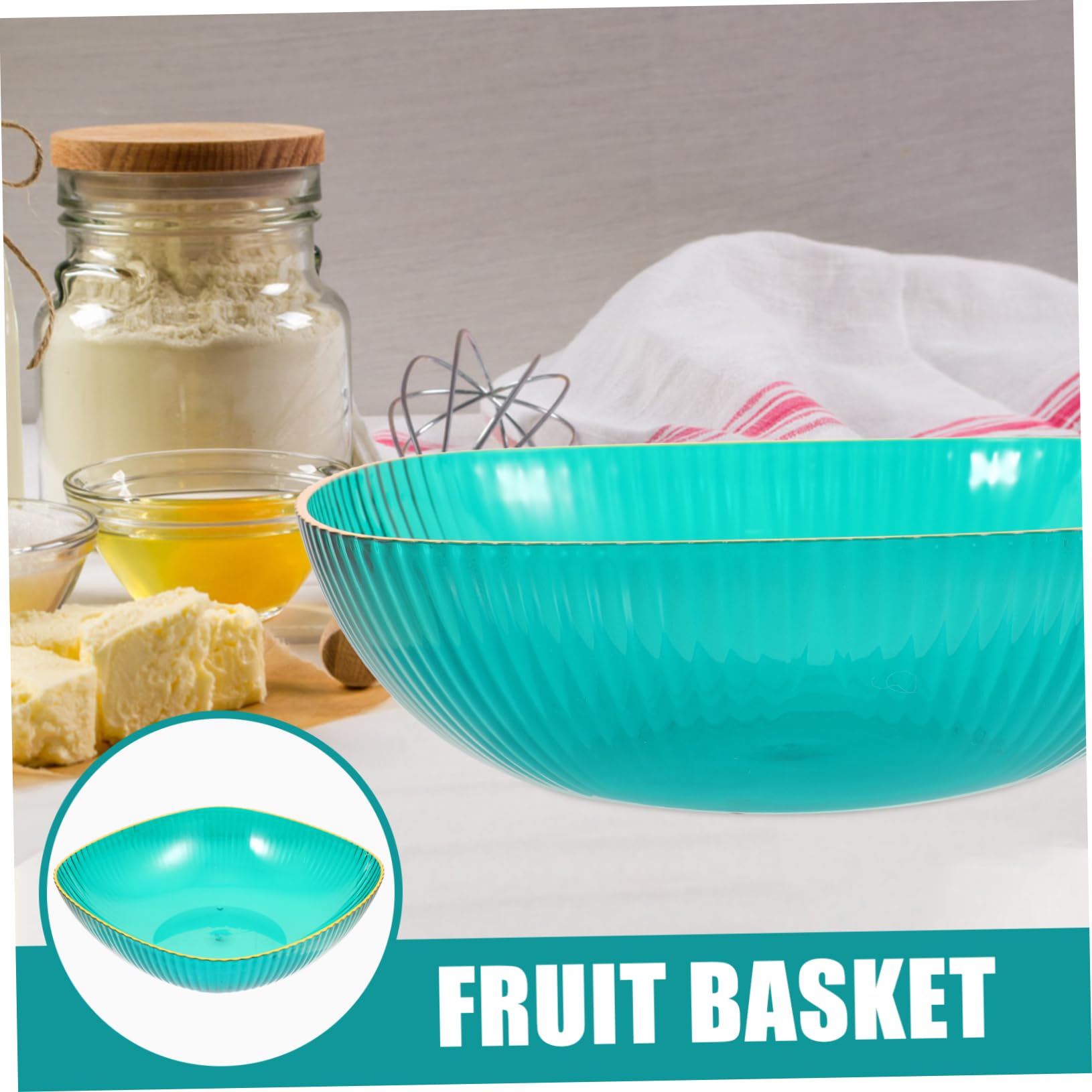 Fish Bowl Home Entertaining Fruit Bowl Plastic Dessert Bowls Large Serving Bowl with Gold Trim Fruit Basket Vegetable Bowl Snack Candy Bowl Dried Fruit Tray for Kitchen Candy Dish