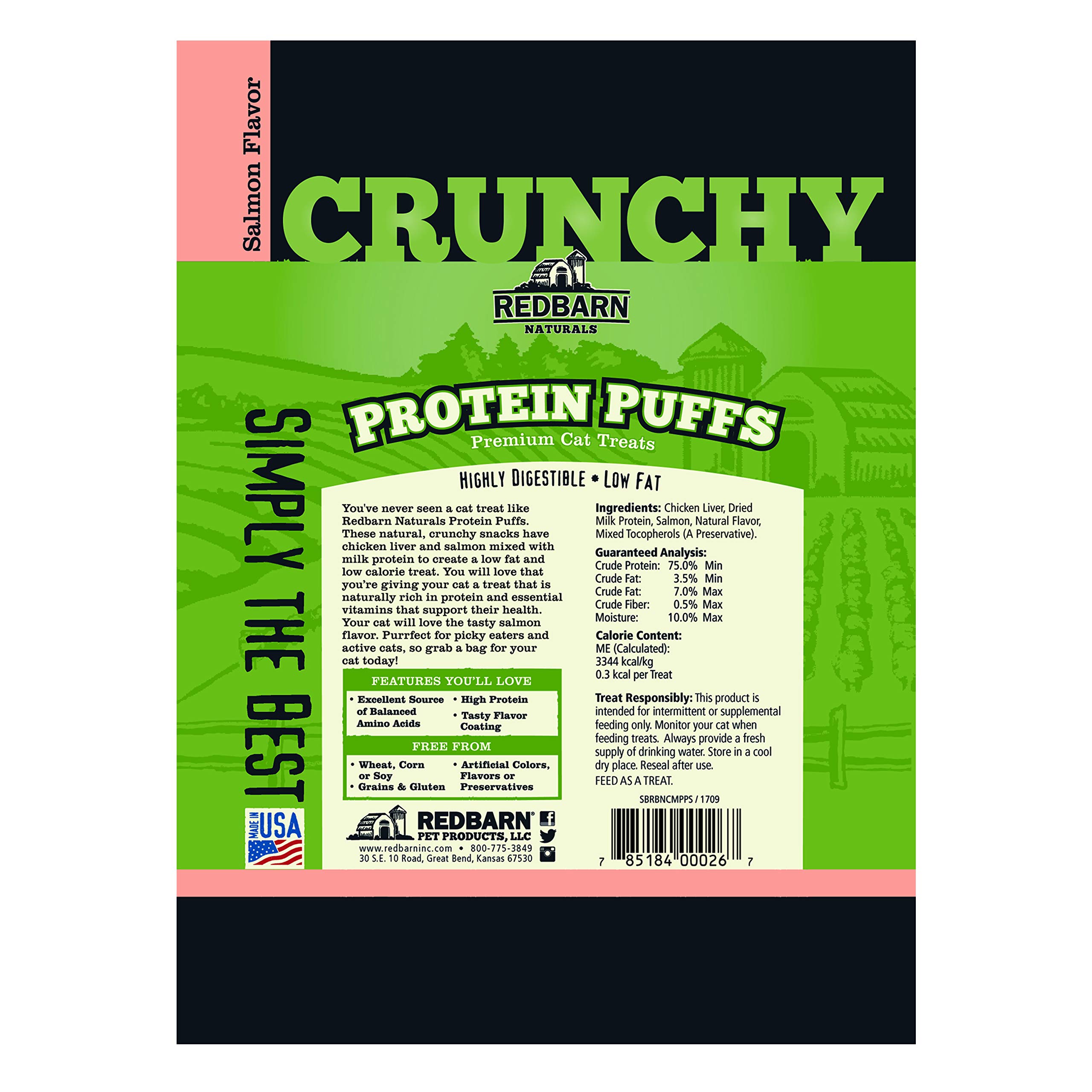 Redbarn Pet Products 700083 Protein Puffs Cat Salmon Dry-Pet-Food, 1 Oz