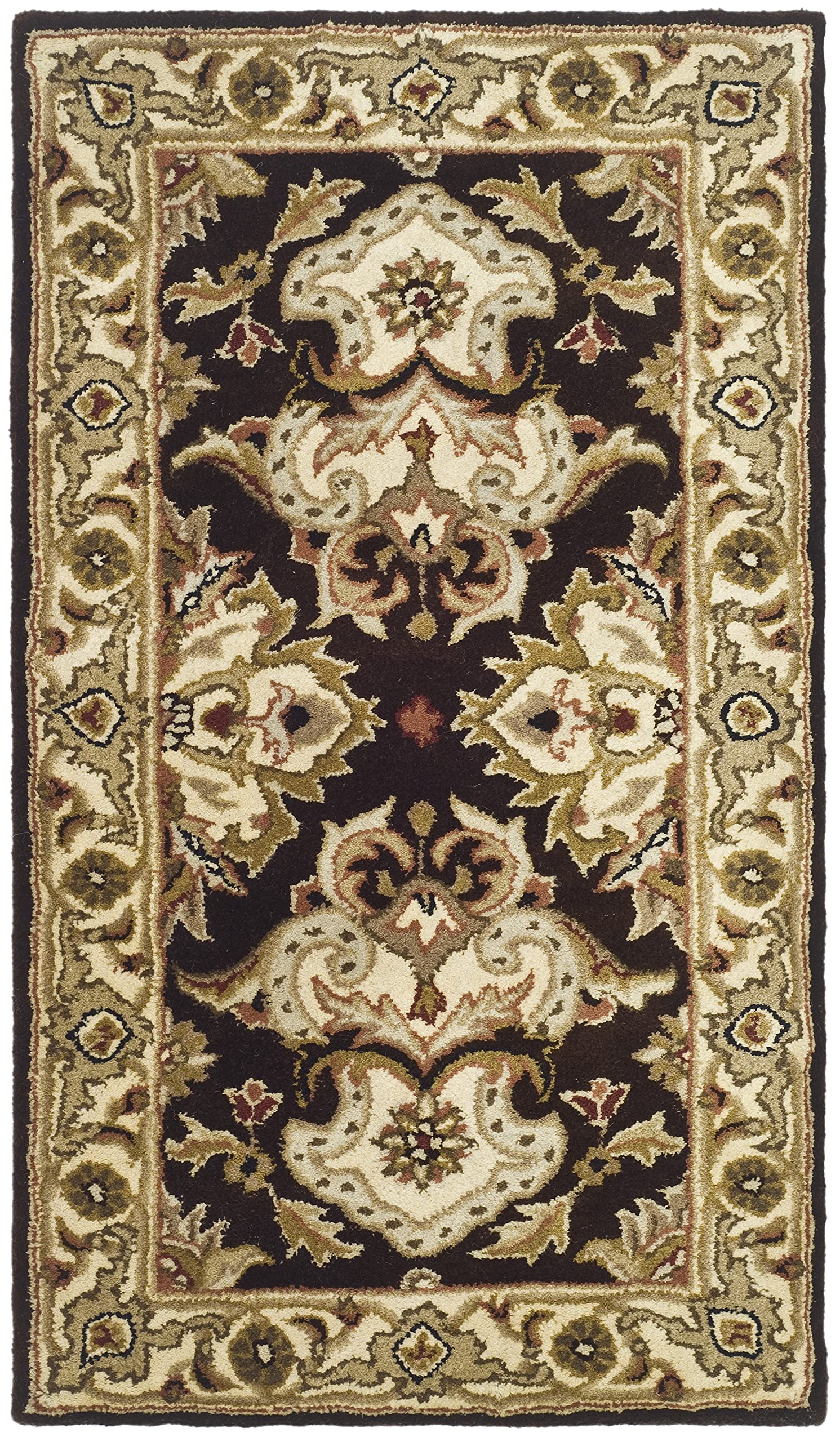 SAFAVIEH Heritage Collection Accent Rug - 2' x 3', Espresso & Ivory, Handmade Traditional Oriental Wool, Ideal for High Traffic Areas in Entryway, Living Room, Bedroom (HG817B)