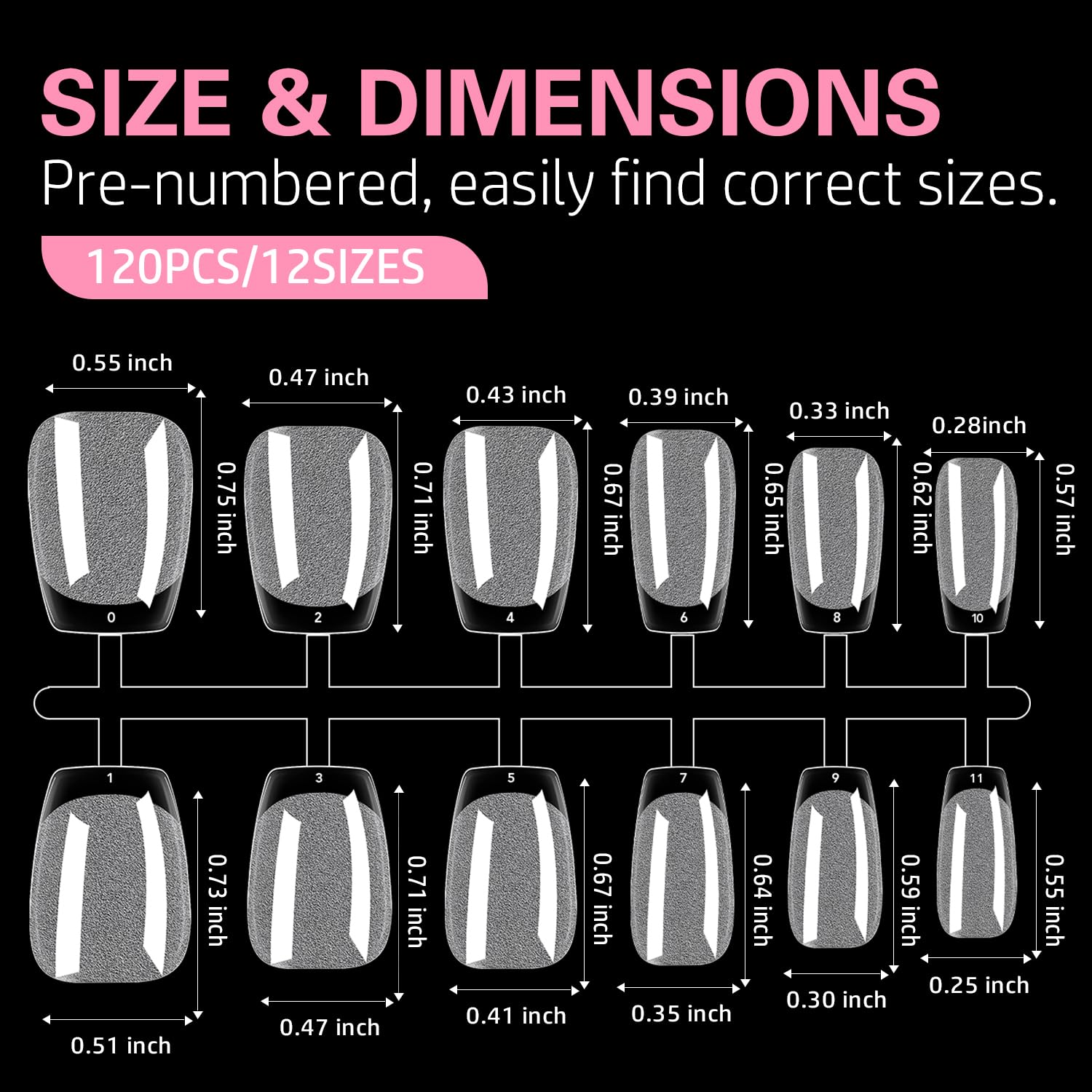 Duck Nail Tips, BettyCora Duck Feet Flared Nail Tips for Acrylic Y2K Nails Design, Half Cover Clear Gel x Nail Tips No C Curve French Tips 120Pcs, 12 Sizes