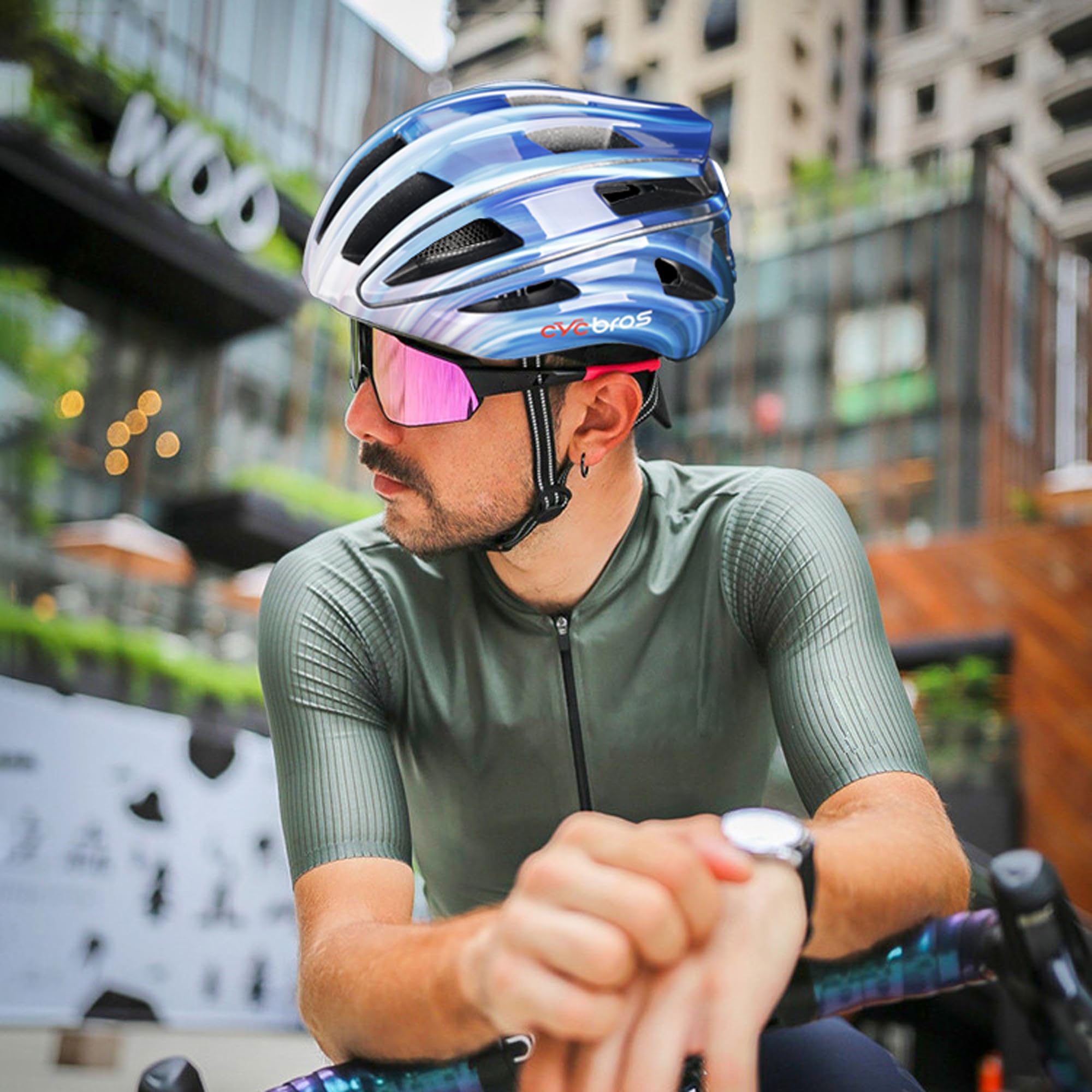 CYCBROS Adults Bike Helmet for Men Women That's Light, Cool Bicycle Helmet with USB Rechargeable Rear Light for Urban Commuter