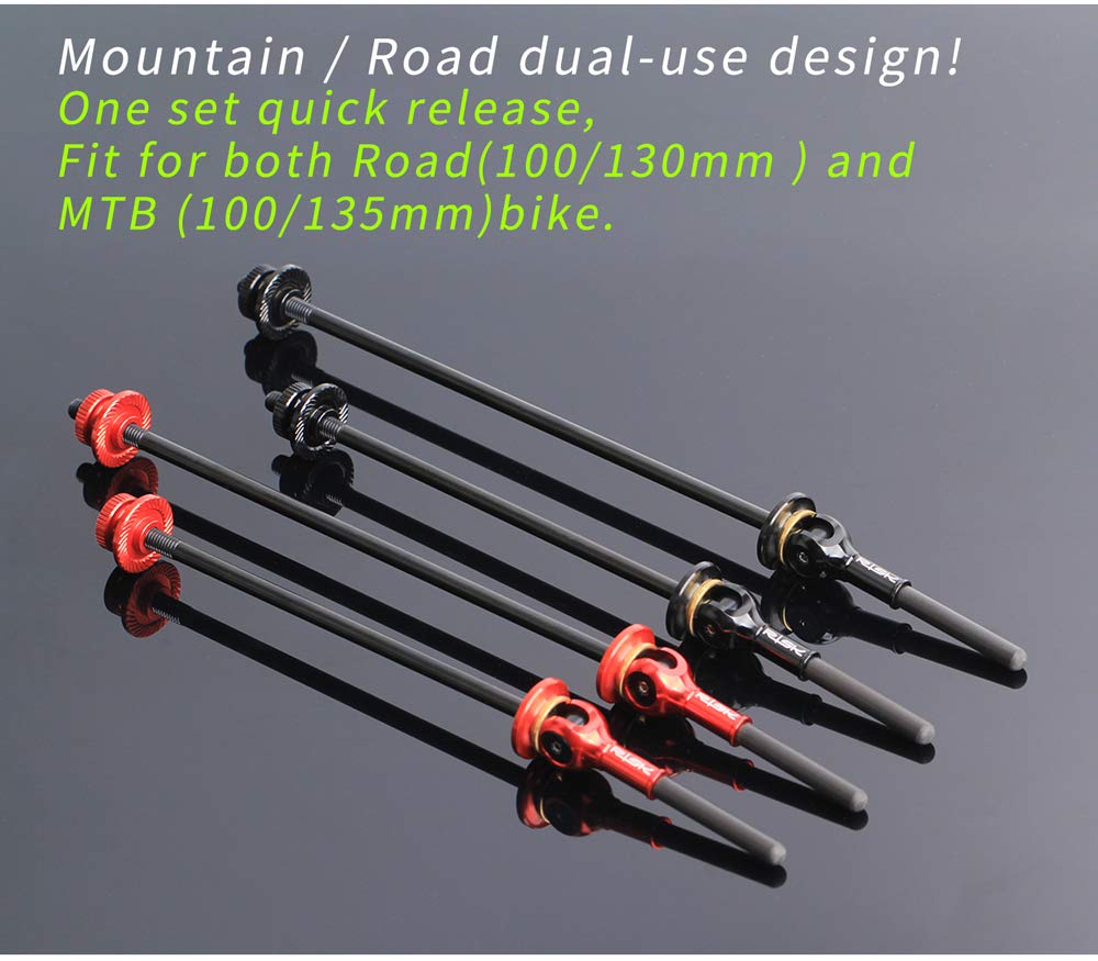 CYCEARTH 40.35g Titanium Bicycle QR Skewer lever MTB Road Bike Wheel Hub Ultralight Ti-Axis Carbon Fiber Handle Quick Release Skewer (Red)