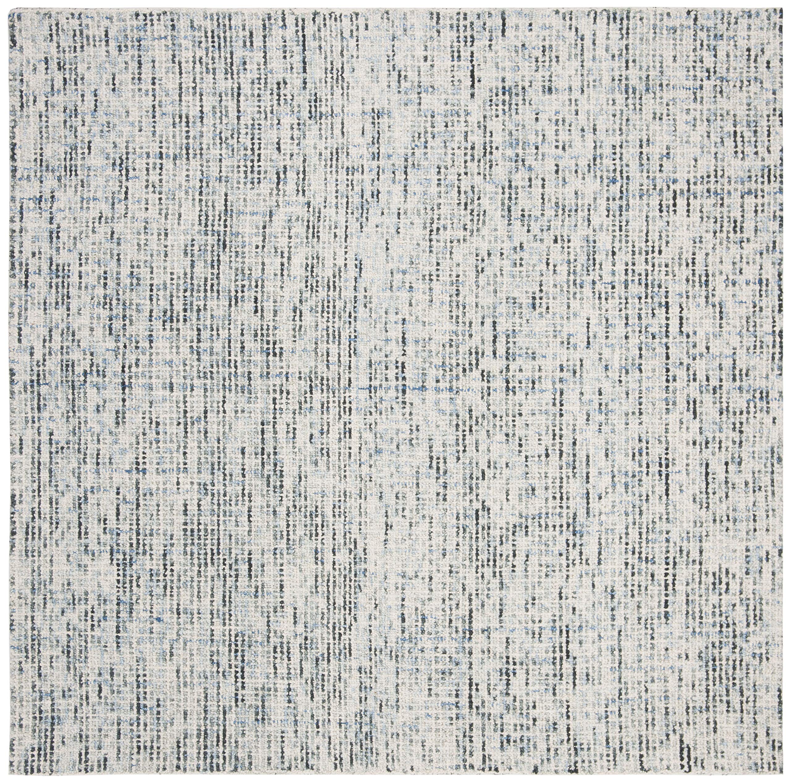 SAFAVIEH Abstract Collection 6' Square Blue / Charcoal ABT468B Handmade Premium Wool Area Rug