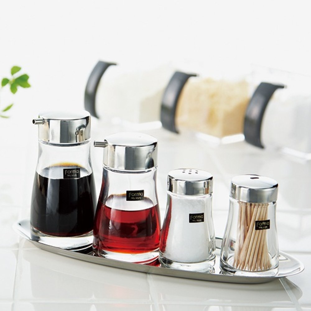 Glass and Stainless steel Soy sauce Pot by FORMA