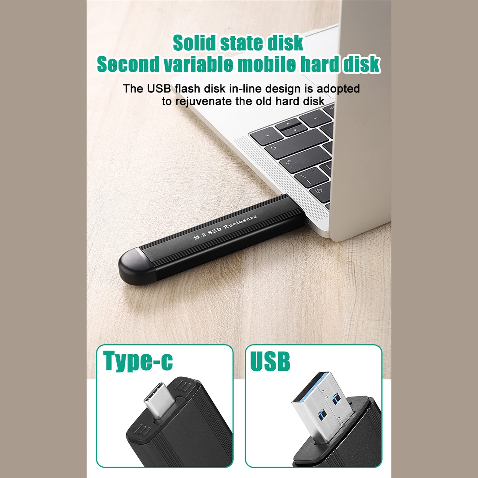 M.2 NVME NGFF SSD Enclosure, SSD Enclosure Adapter Dual Protocol Tool Free for Tablet for Desktop Black